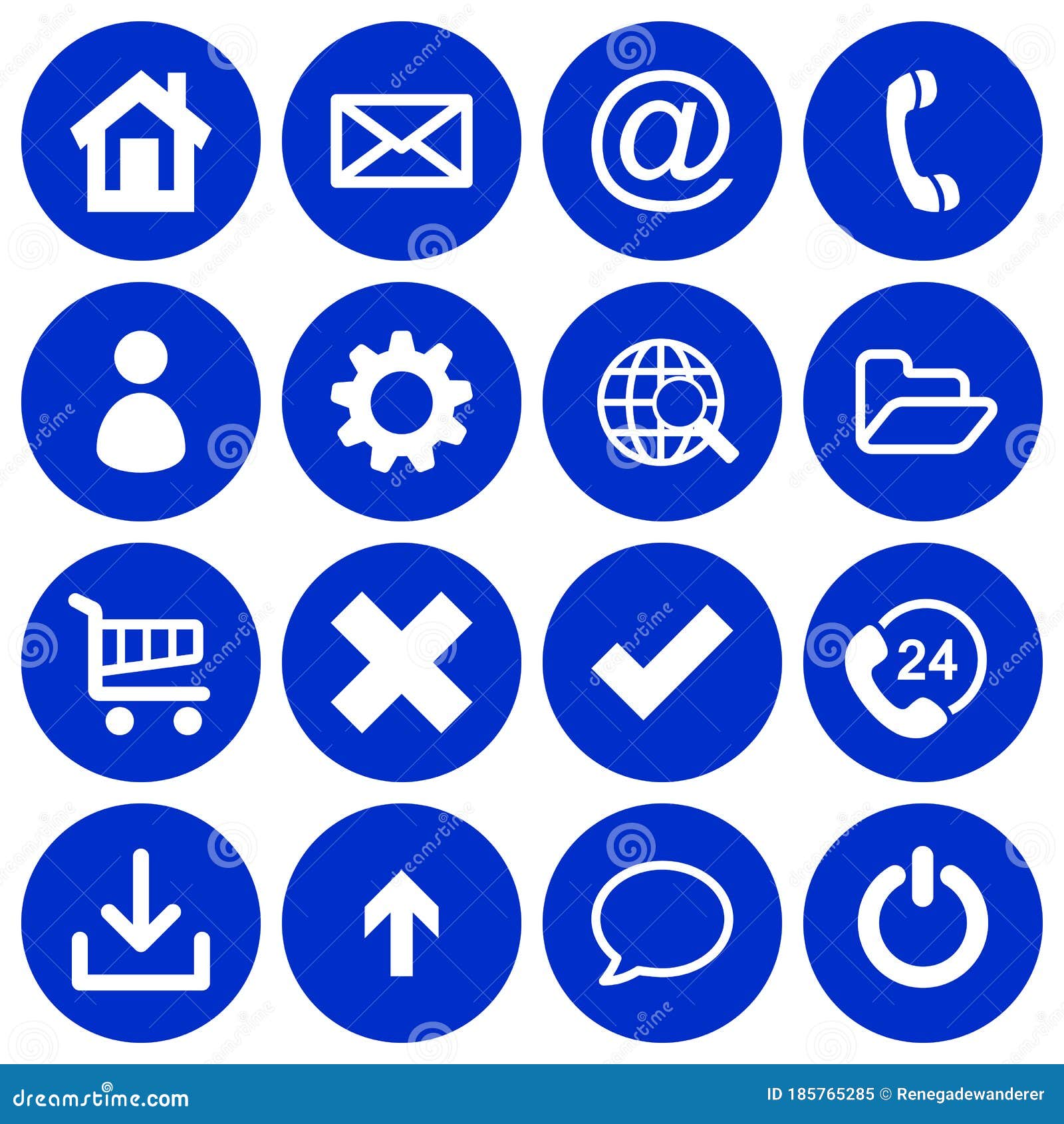 Set of 16 Basic Flat Icons on Dark Blue Background Stock Vector ...