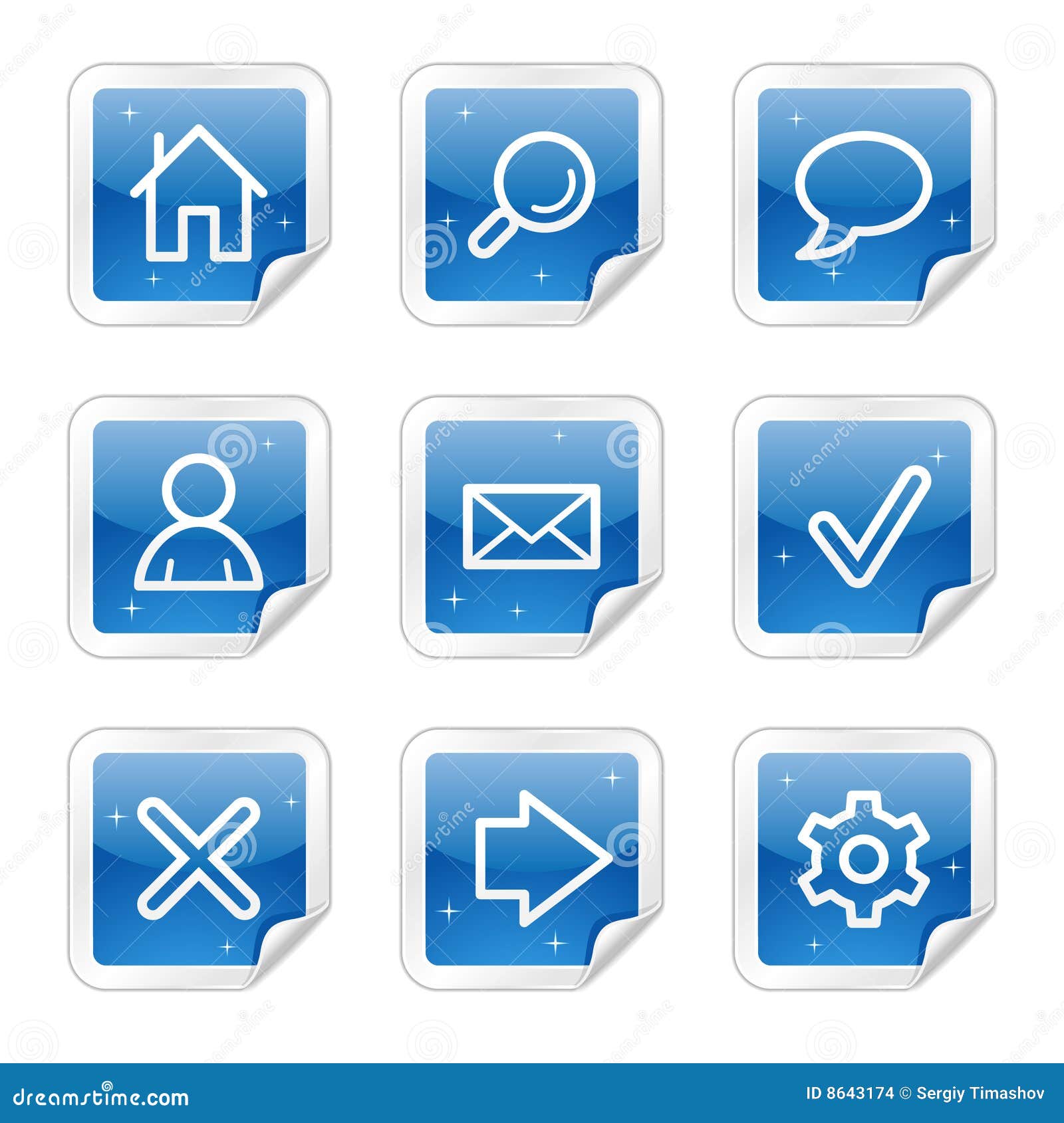 Basic Web Icons, Blue Sticker Series Stock Vector - Illustration of ...