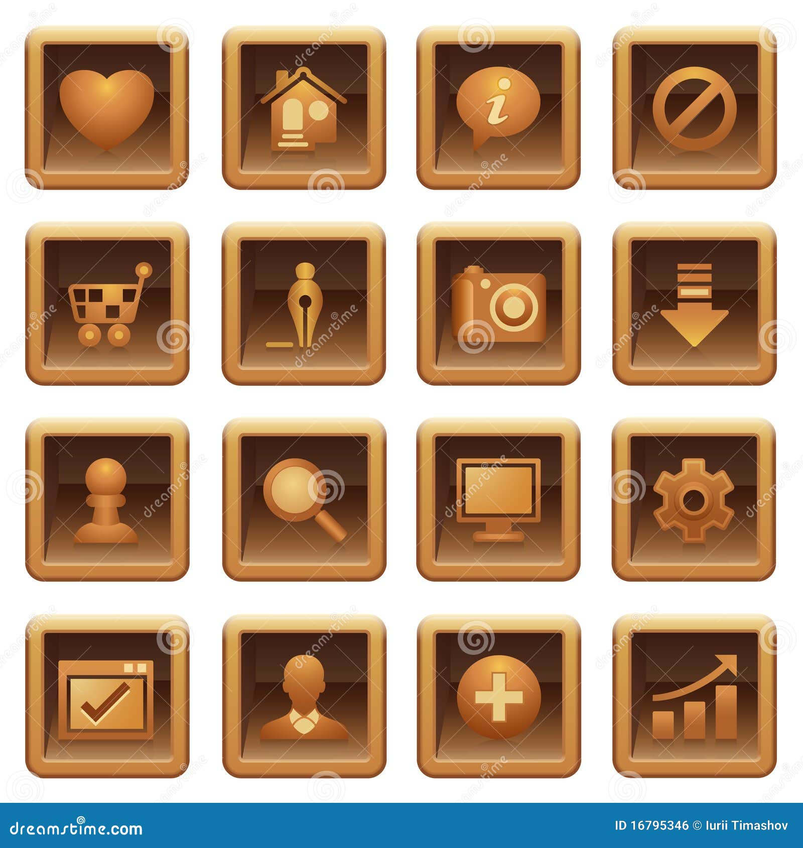 Basic Web Icons. Brown Series. Stock Vector - Illustration of camera ...