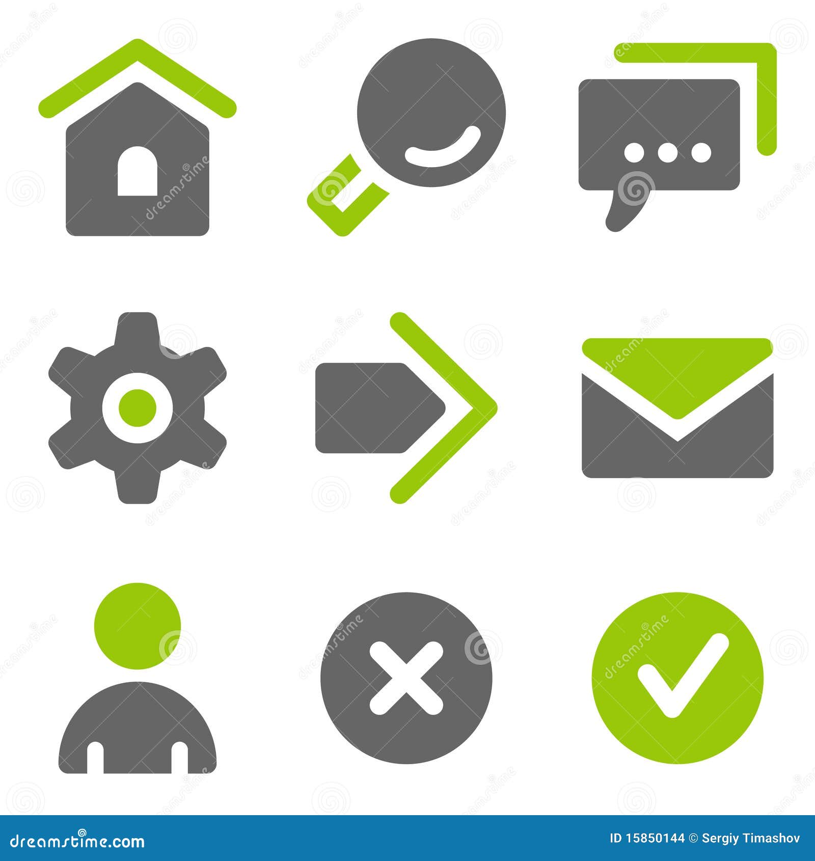 Basic Web Icons, Green Grey Solid Icons Stock Vector - Illustration of ...