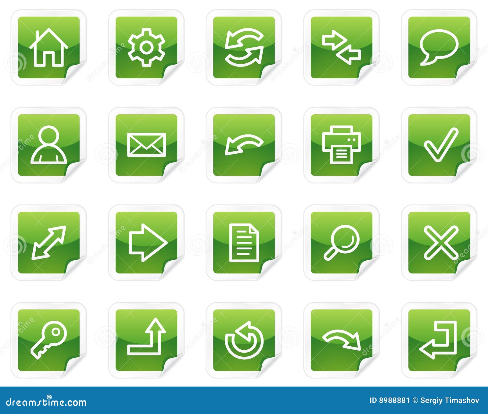 Basic Web Icons, Green Sticker Series Stock Vector - Illustration of ...