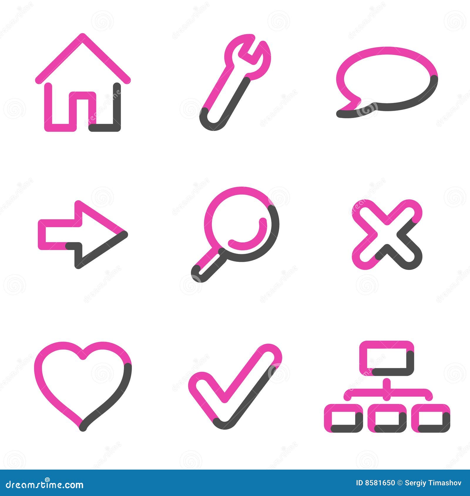 Basic Web Icons, Pink Contour Series Stock Illustration - Illustration ...