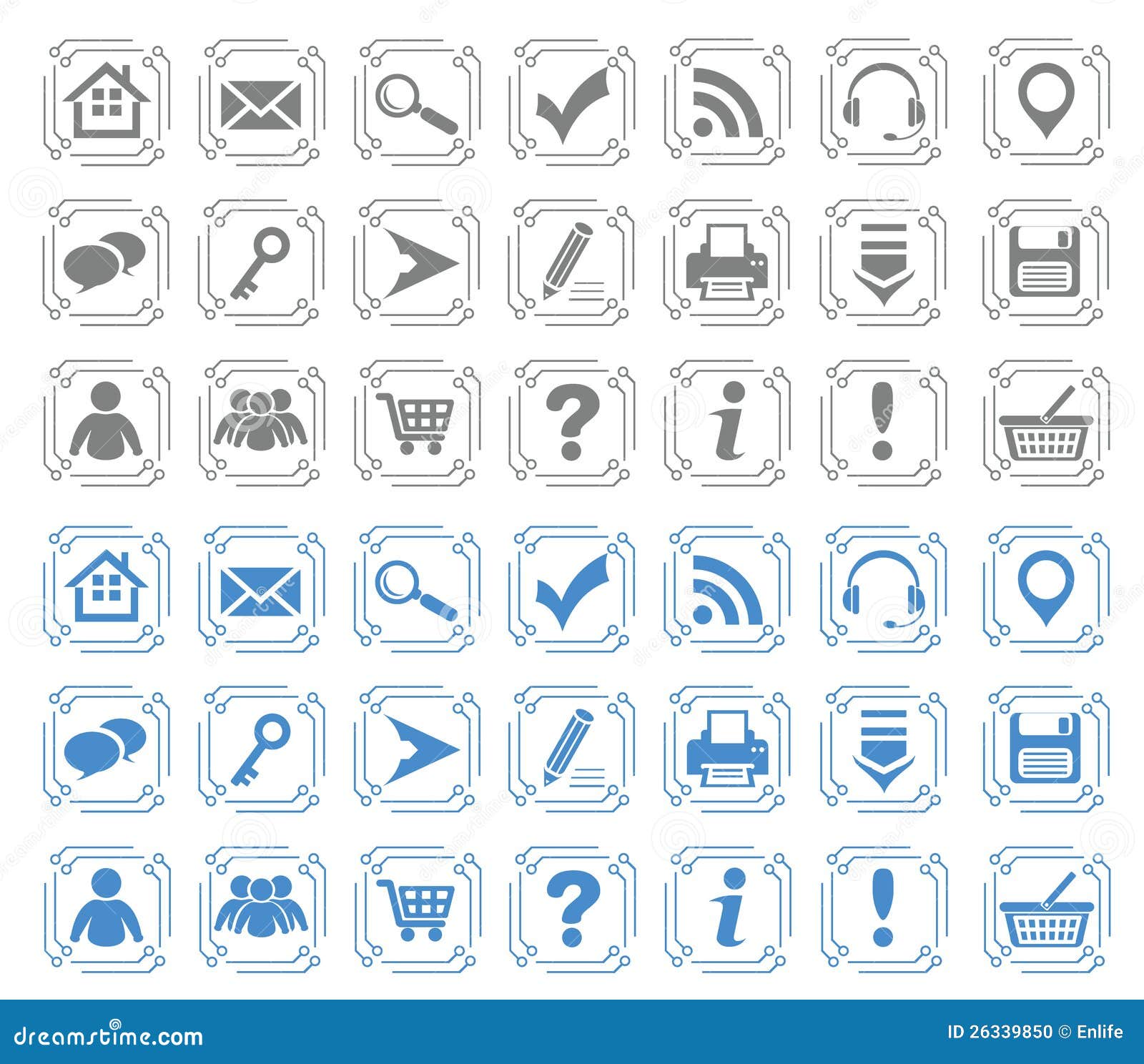 Basic web icons set #7 stock vector. Illustration of search - 26339850