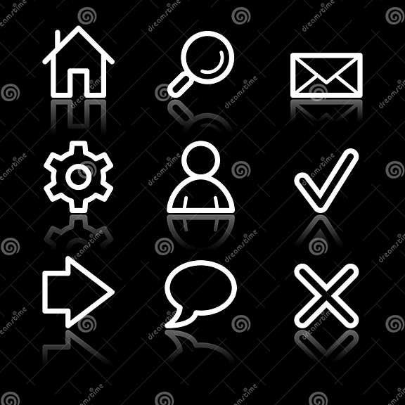 Basic Web White Contour Icons Stock Vector - Illustration of reflection ...