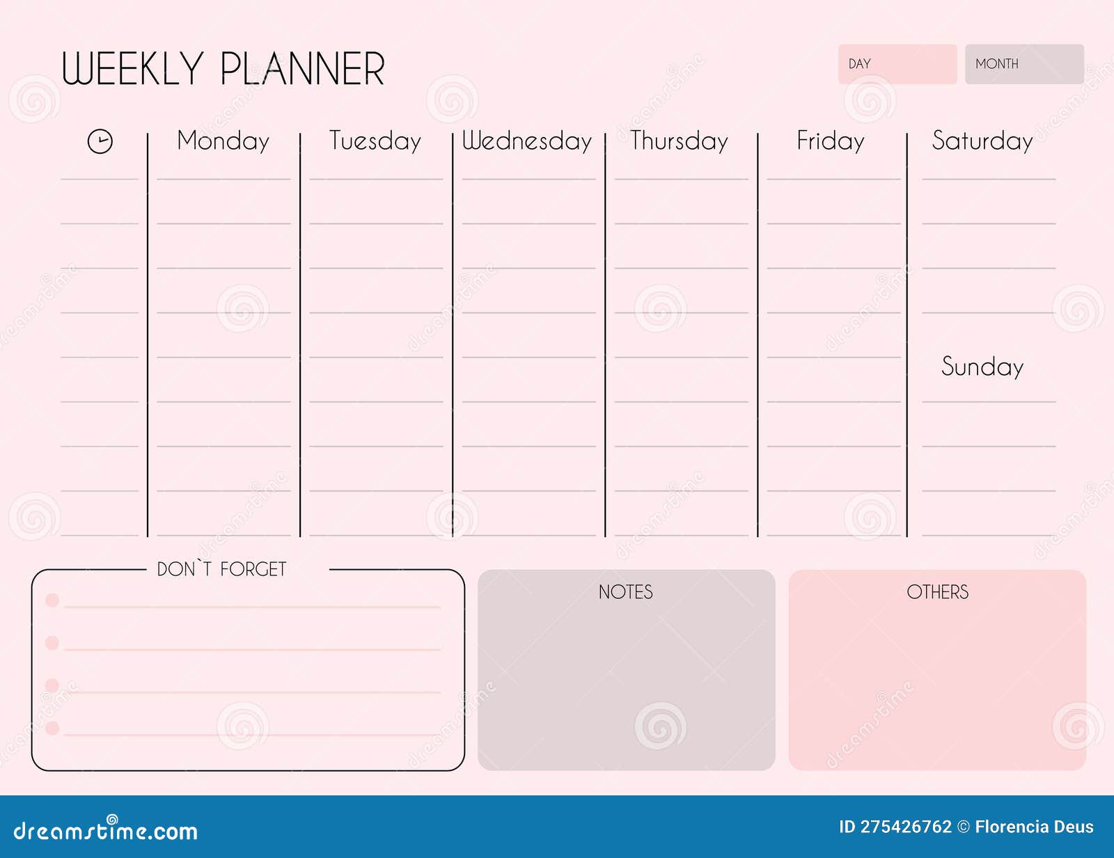 Basic weekly planner stock vector. Illustration of students - 275426762