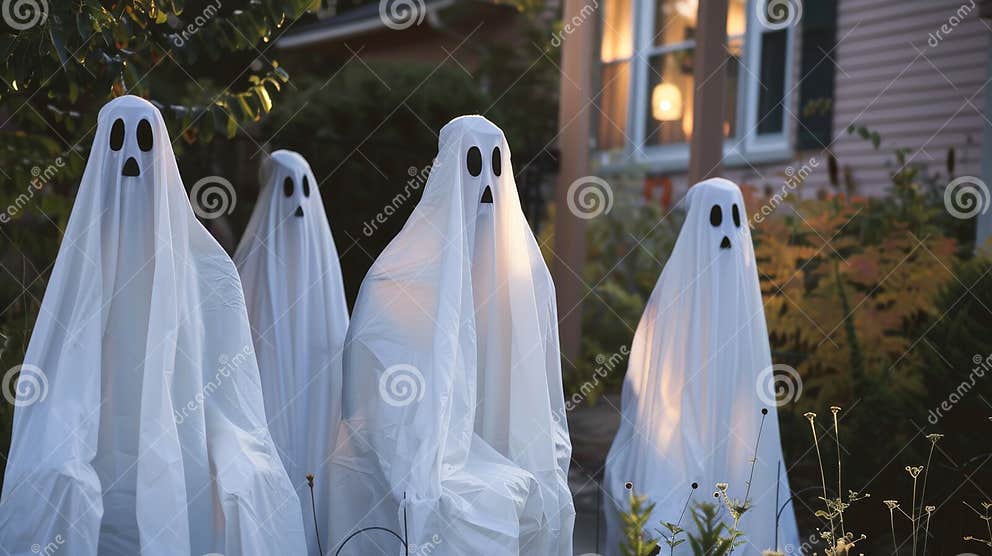 Basic White Sheet Ghost Decorations for Halloween Stock Illustration ...