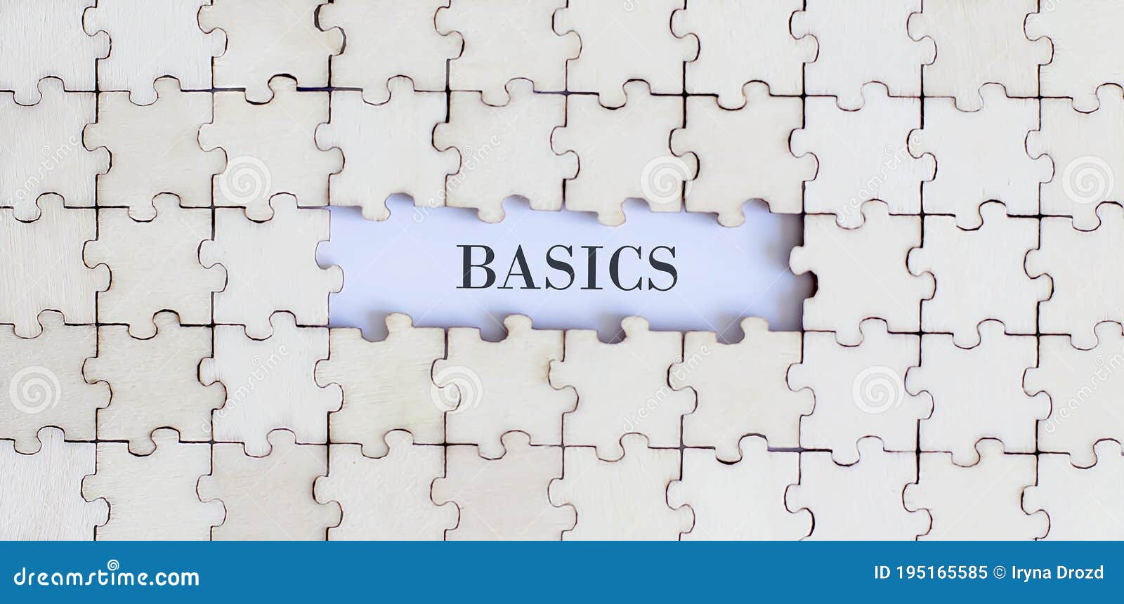 BASICS .Business Concept. White Puzzle Pieces with Different Phrases on ...