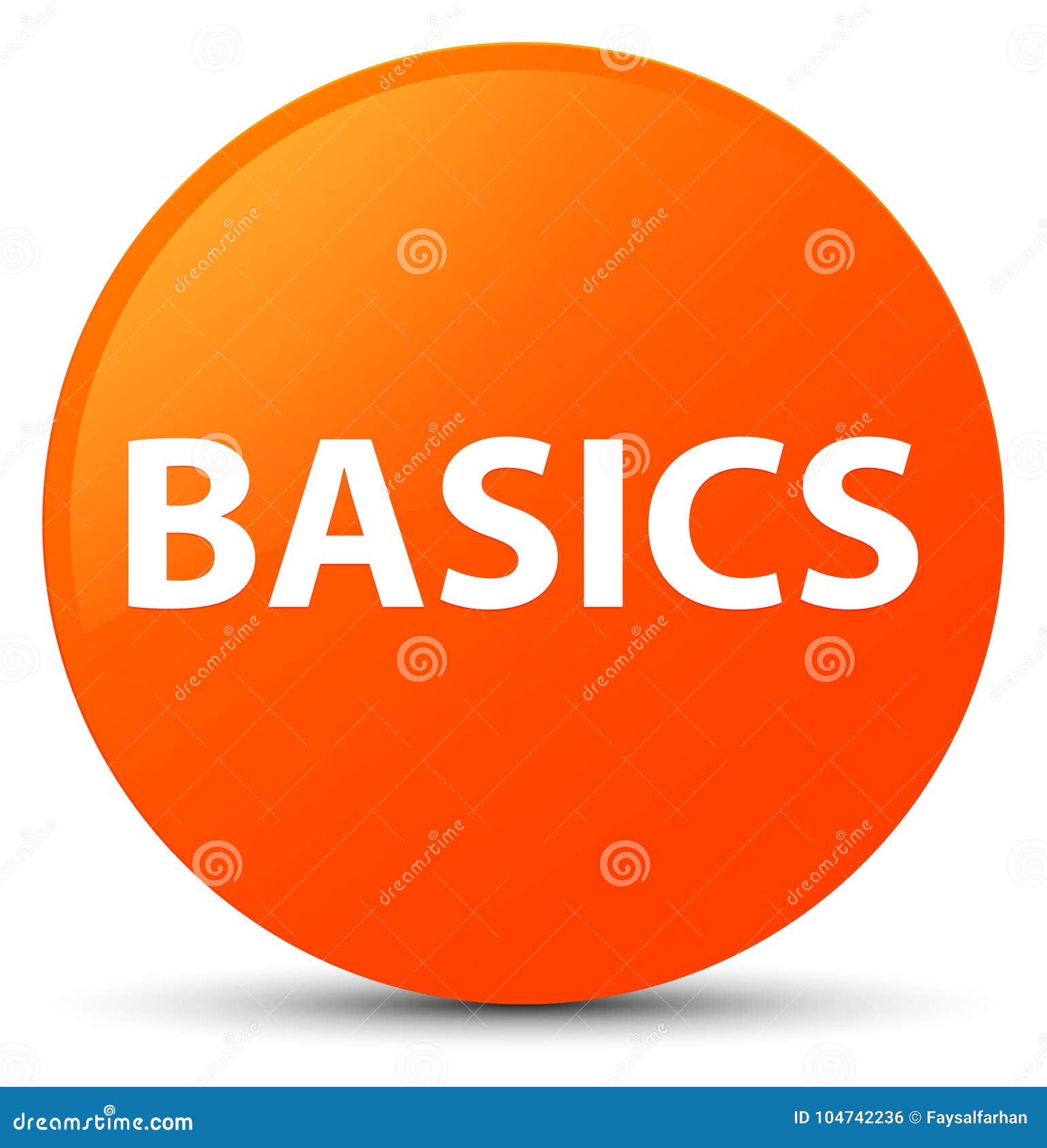 Basics orange round button stock illustration. Illustration of word ...