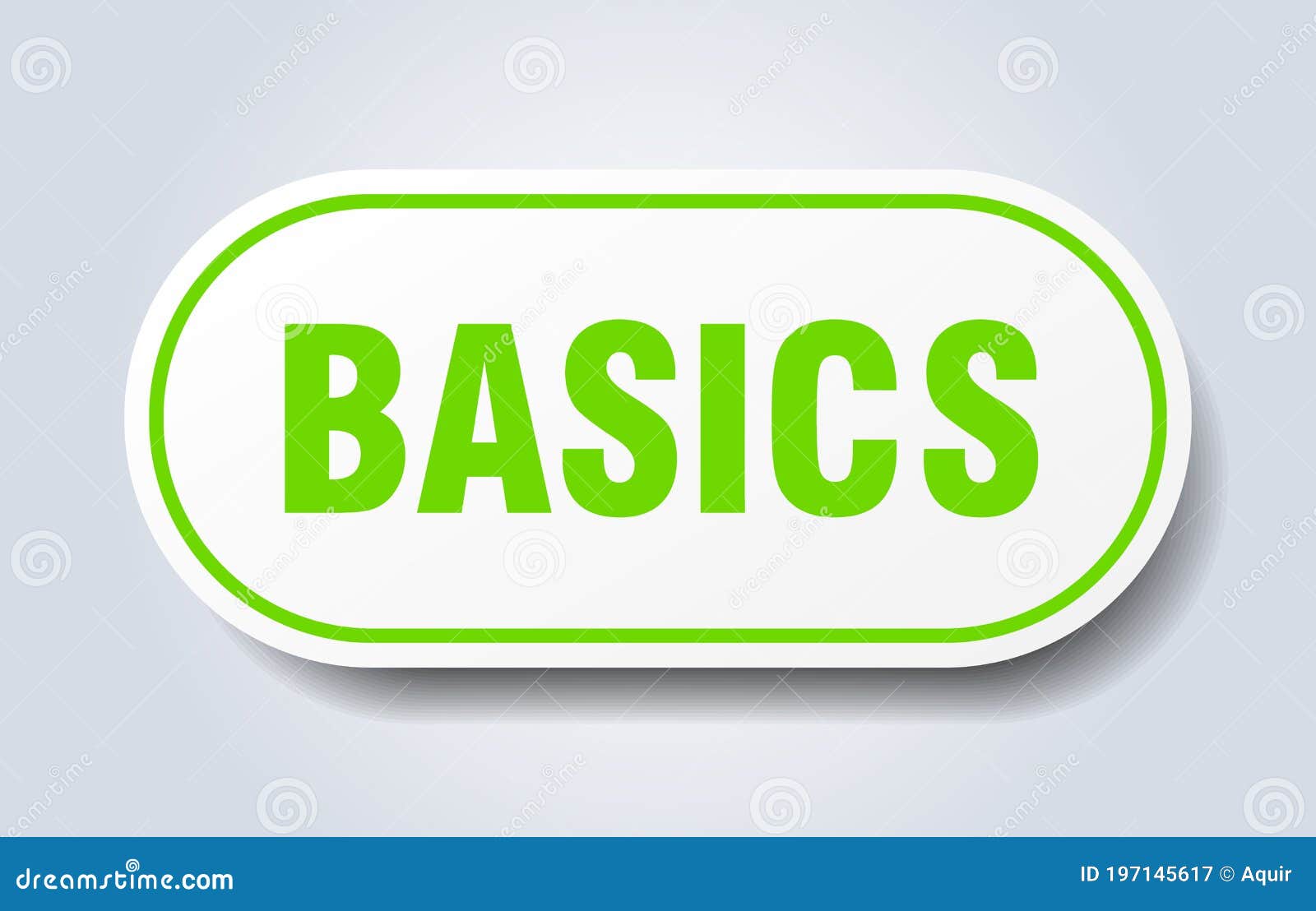 Basics Sign. Rounded Isolated Button. White Sticker Stock Vector ...