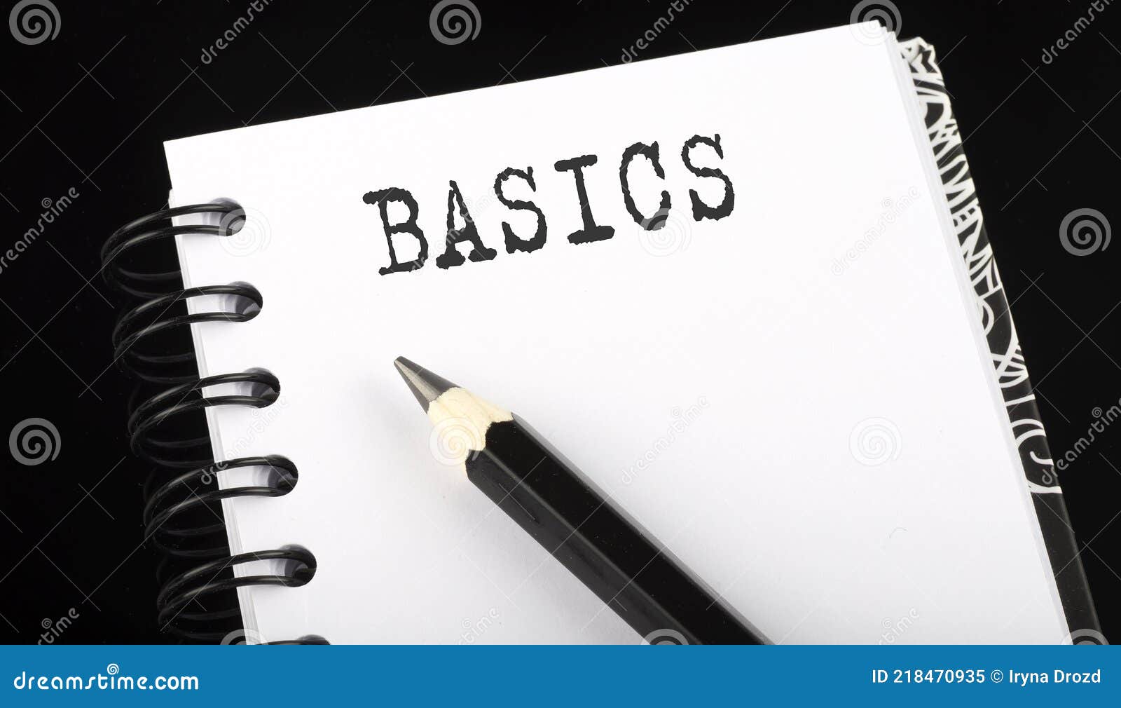 BASICS Written Text in Small Notebook on a Black Background Stock Image ...