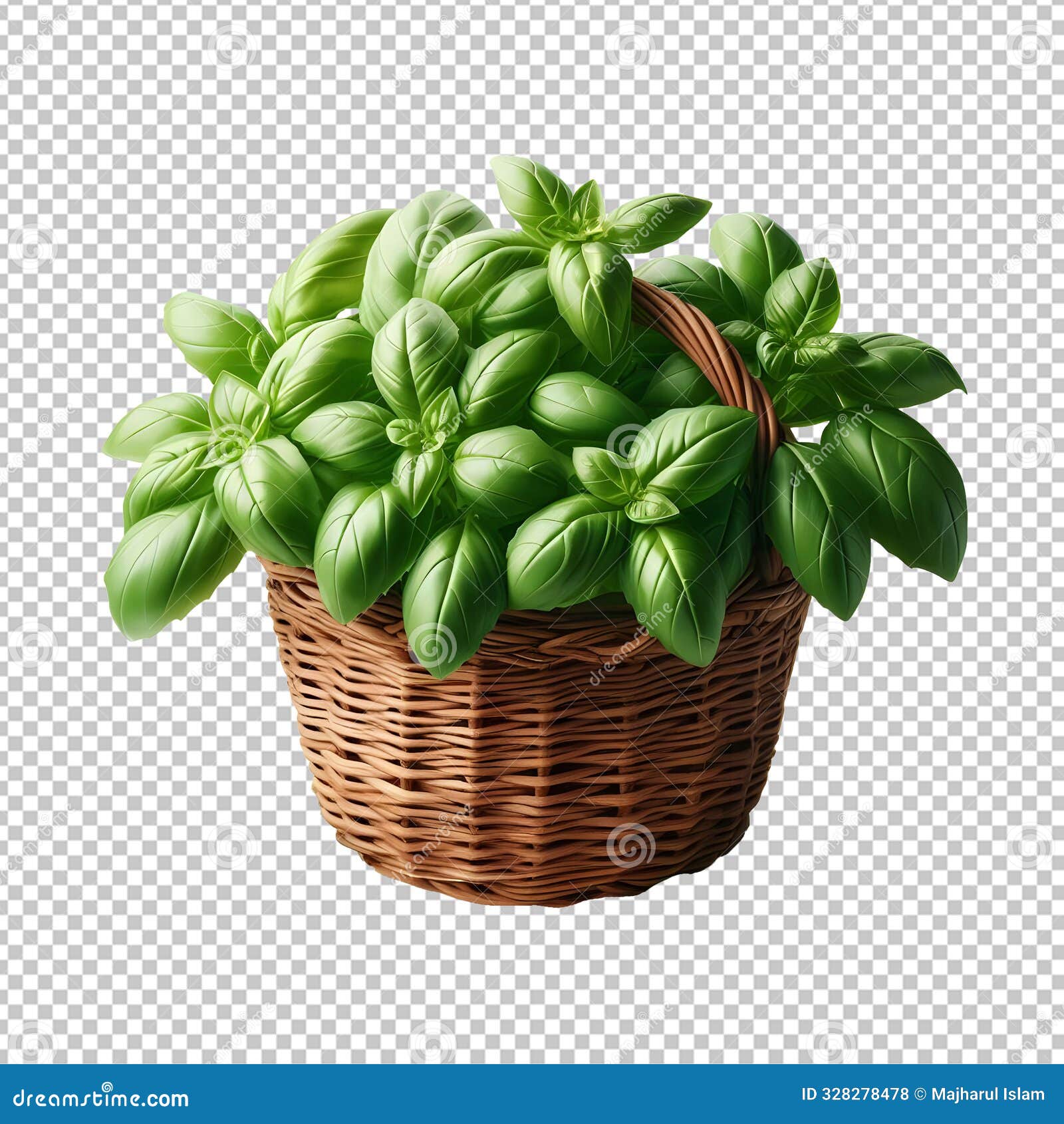 Basil in Basket Isolated on Transparent Background Stock Photo ...