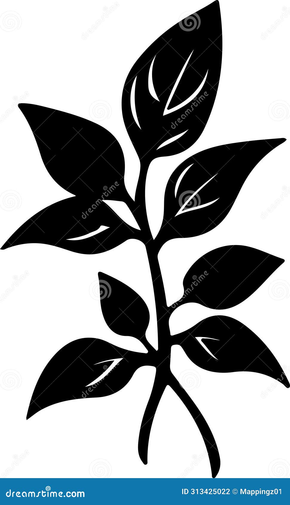 Basil Black Silhouette Generative Ai Stock Vector - Illustration of ...