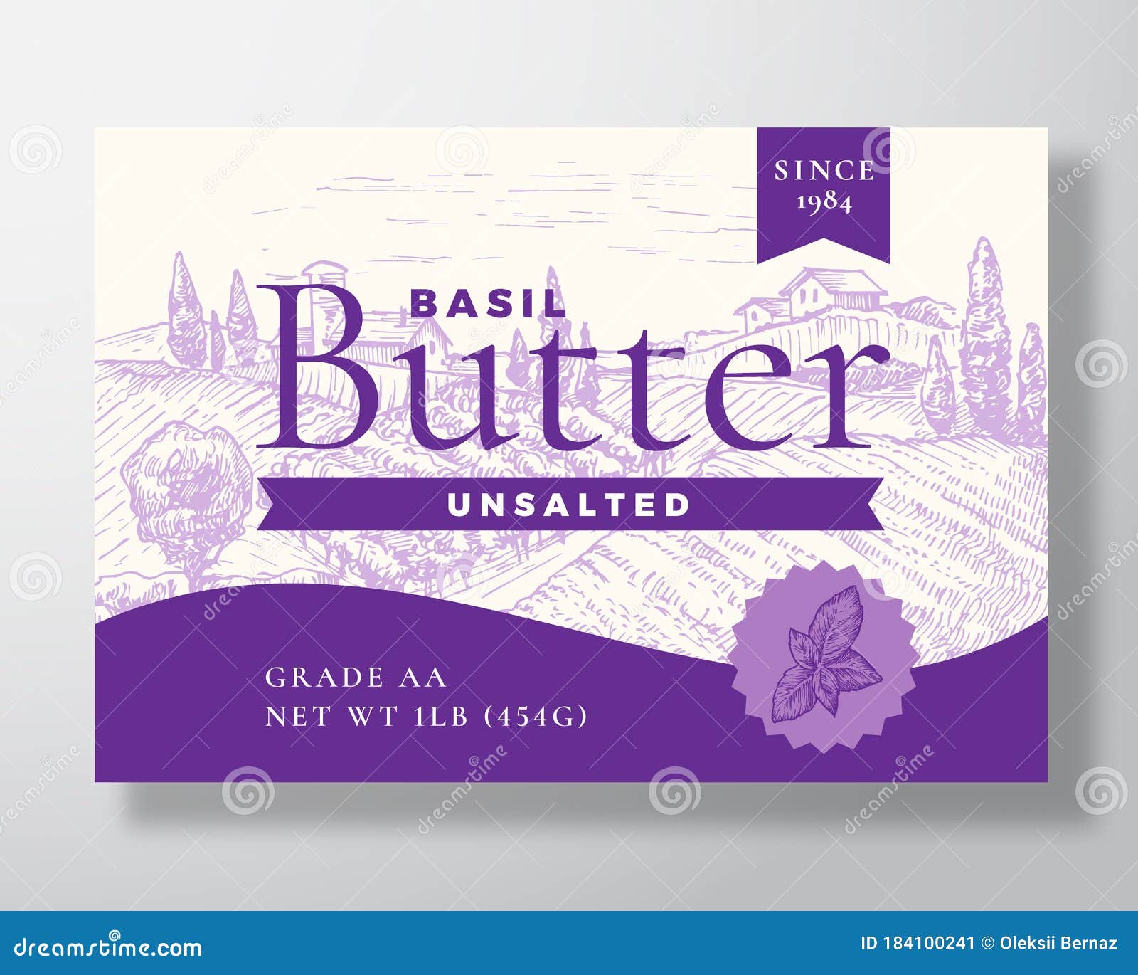 Basil Butter Dairy Label Template. Abstract Vector Packaging Design ...