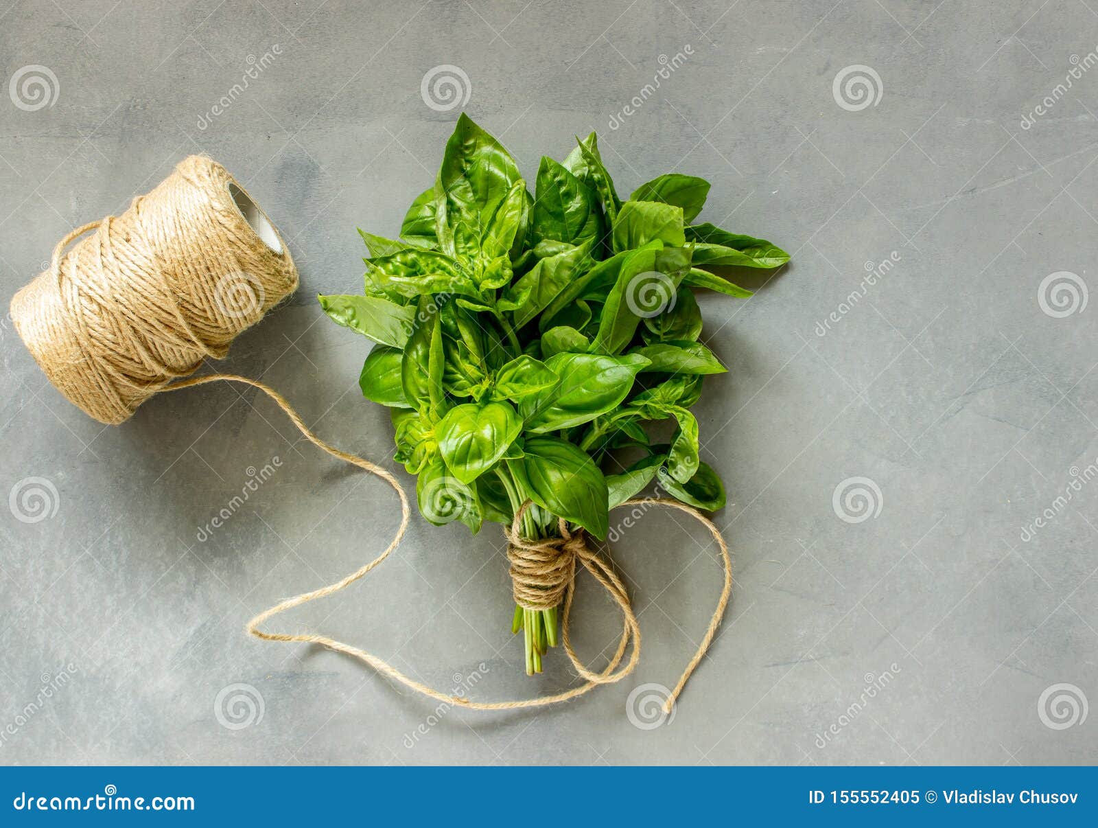 Basil on a Concrete Background. Proper Nutrition Stock Image - Image of ...
