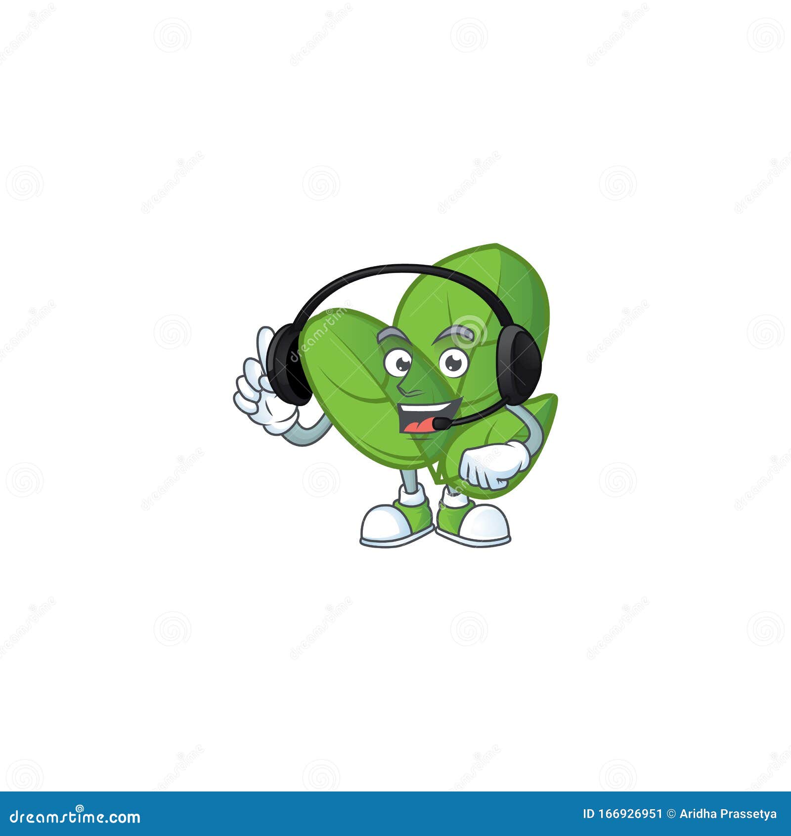 Basil Cute Cartoon Character Design with Headphone Stock Vector ...