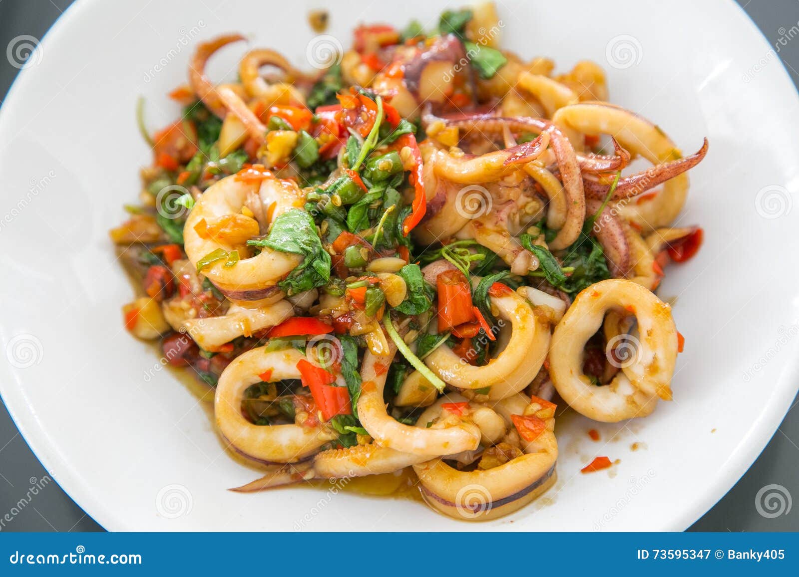 Basil Fried squid food stock image. Image of restaurant - 73595347