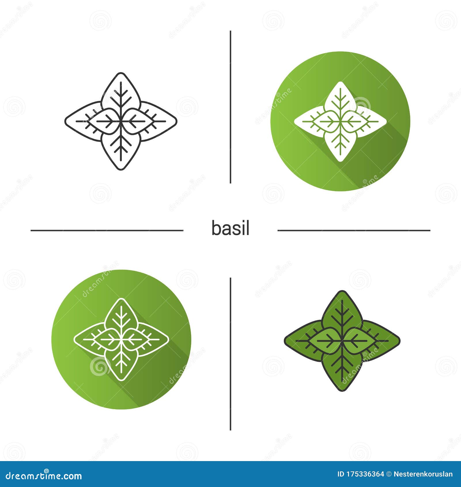 Basil icon stock vector. Illustration of design, flavour - 175336364