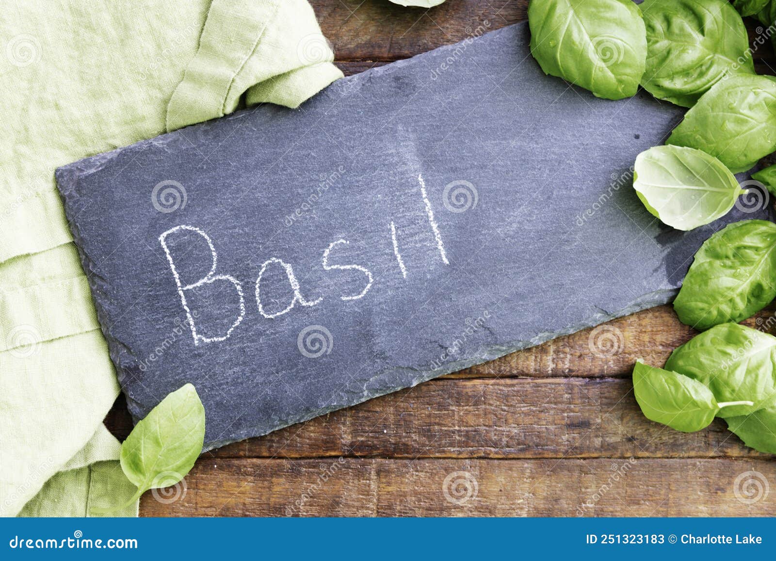 Basil Leaves and Chalkboard Sign Stock Image - Image of chalkboard ...