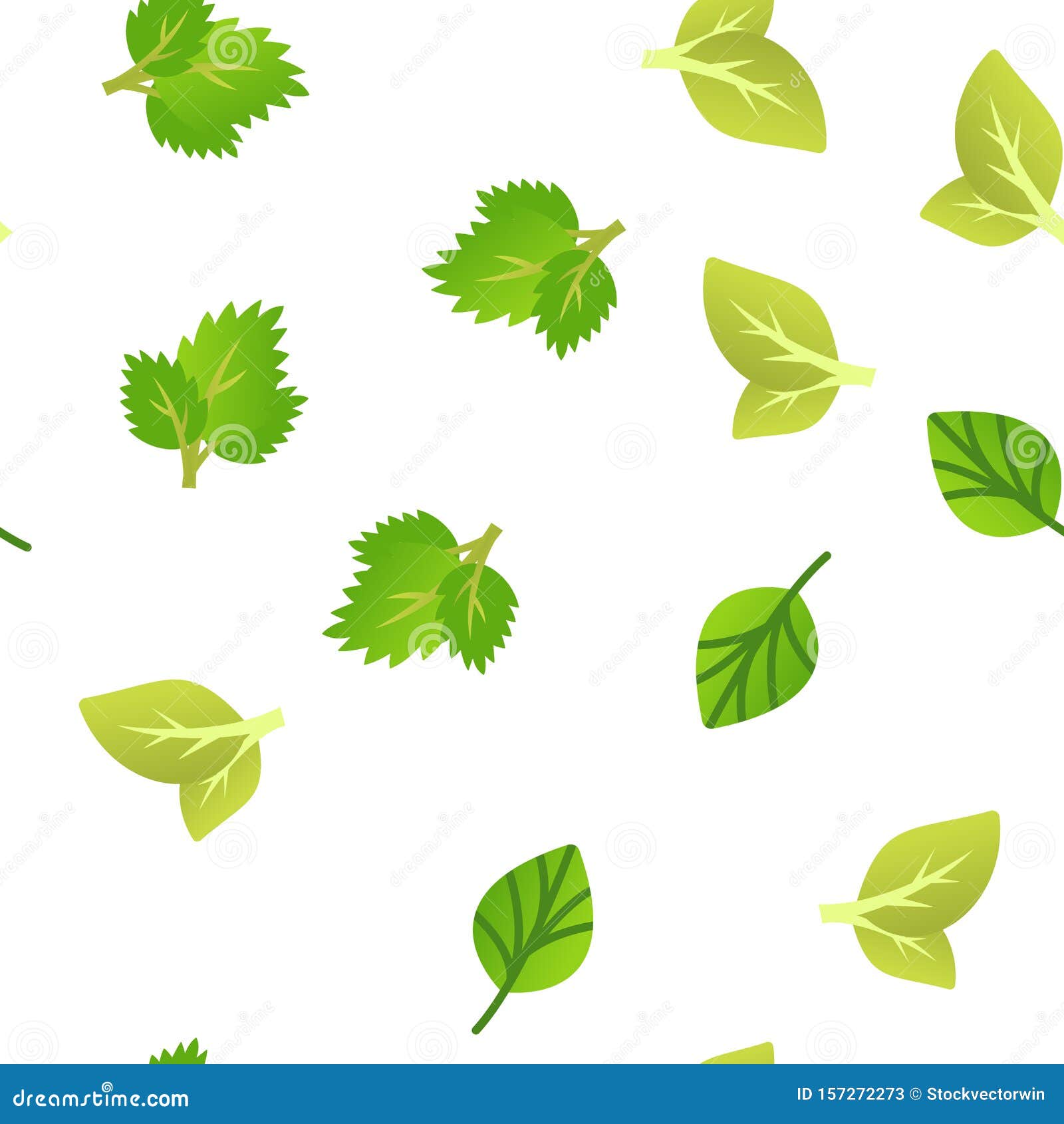 Basil Leaves Vector Seamless Pattern Stock Vector - Illustration of ...