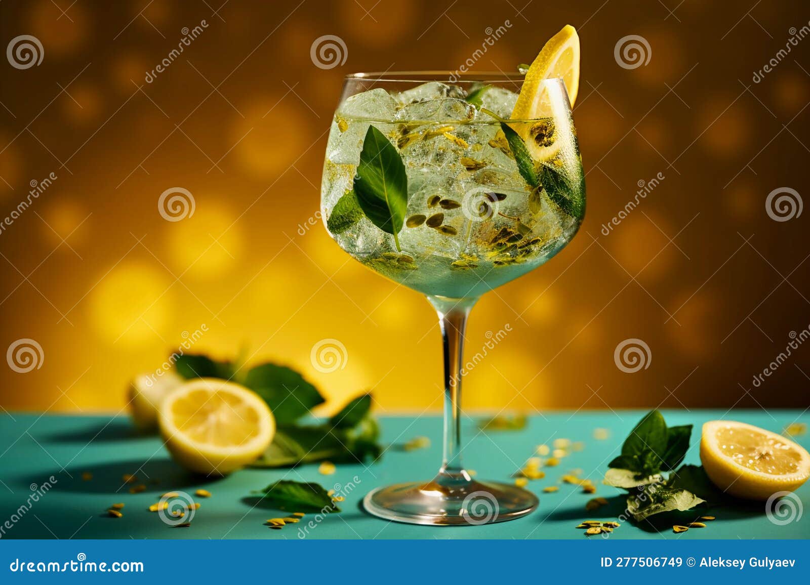 Basil and Lemon Spritz a Glass of Lemonade with a Slice of Mint on it ...