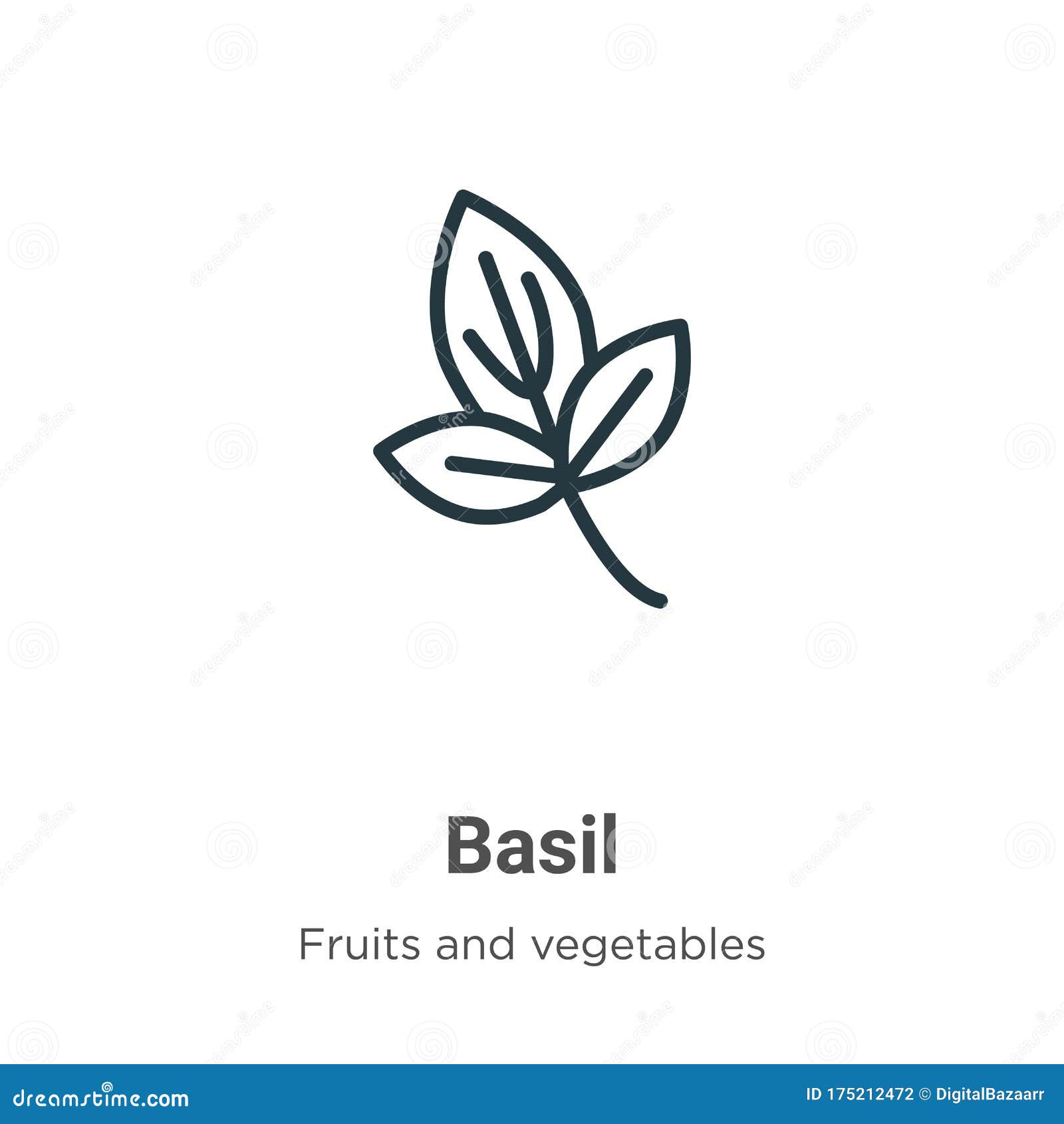 Basil Outline Vector Icon. Thin Line Black Basil Icon, Flat Vector ...
