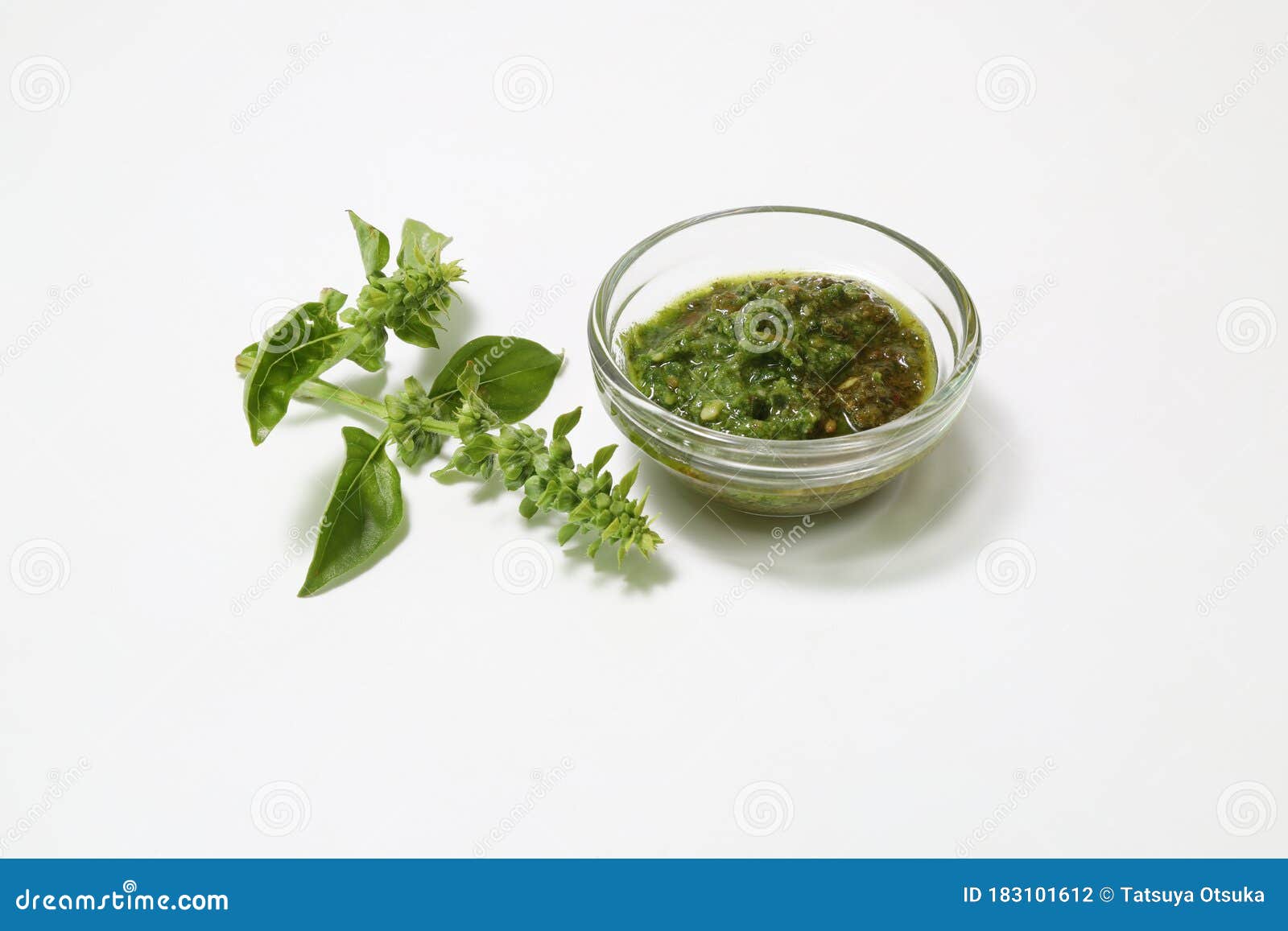 Basil Paste in the Glass Bowl Stock Photo - Image of isolated, herb ...