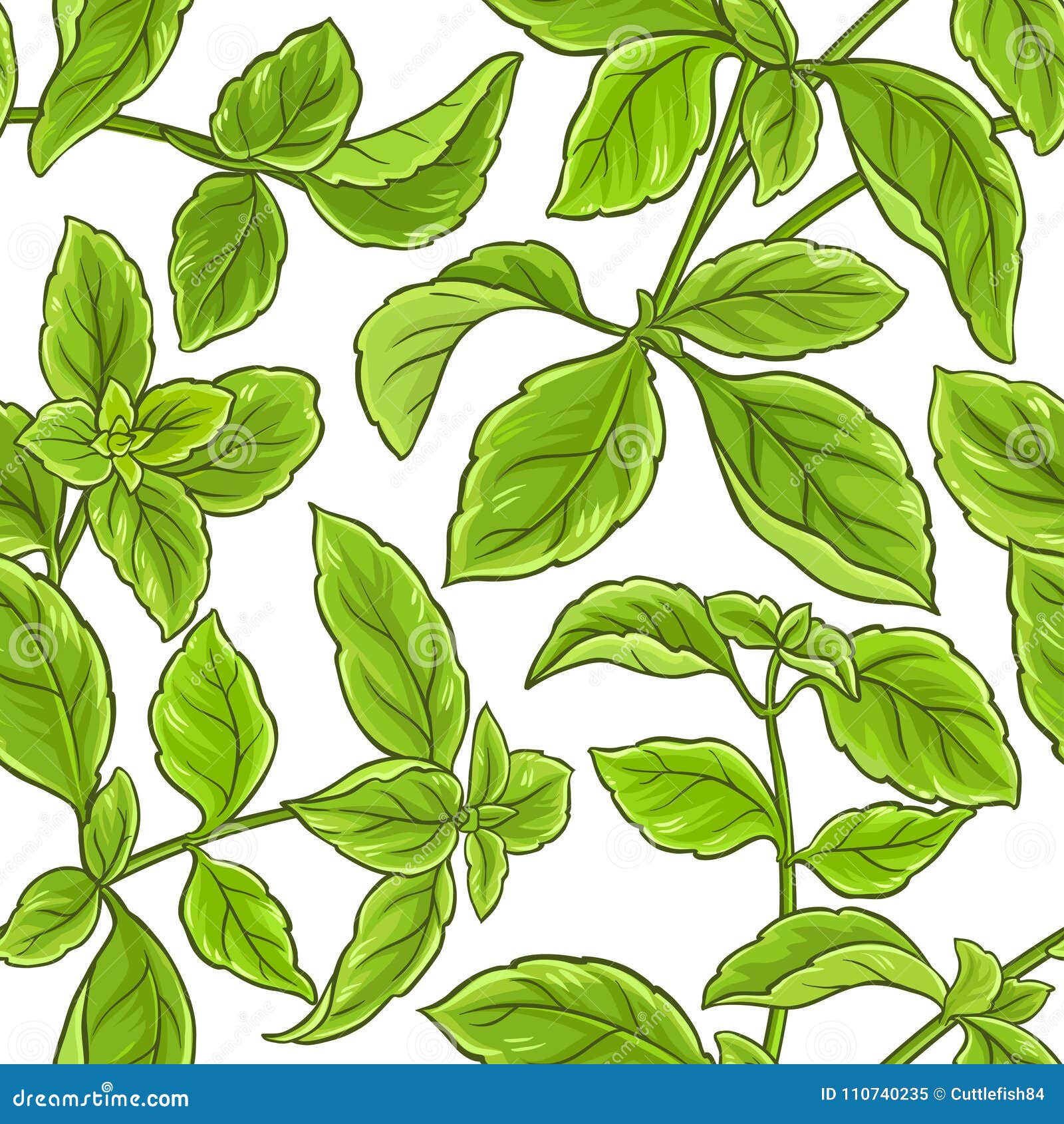 Basil plant vector pattern stock vector. Illustration of endless ...