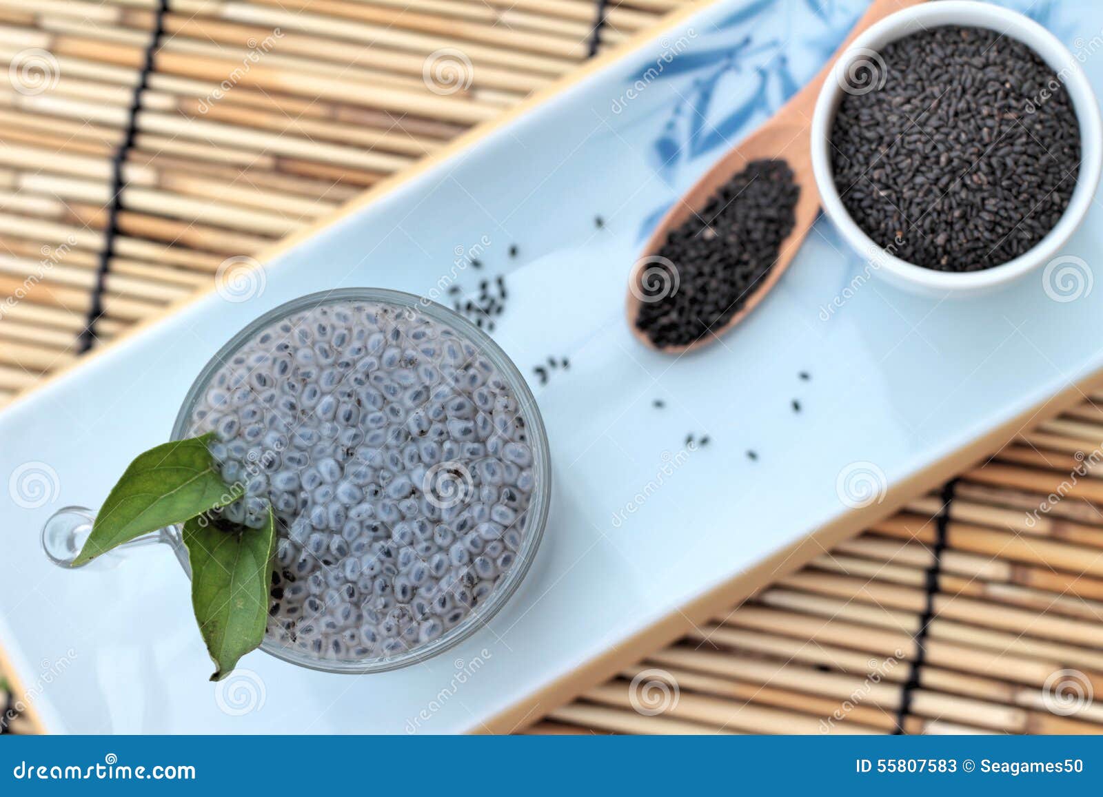 Basil Seeds for Fiber Beverage and Raw Seed Stock Image - Image of ...