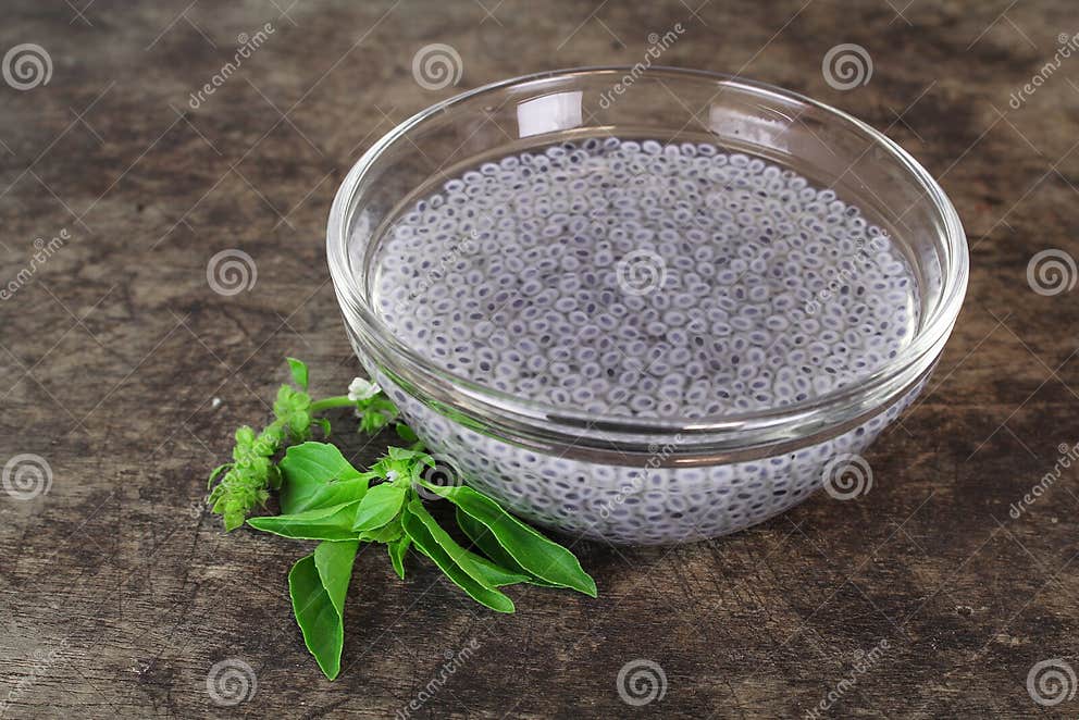 Basil seeds soak in water stock image. Image of healthy - 86566469