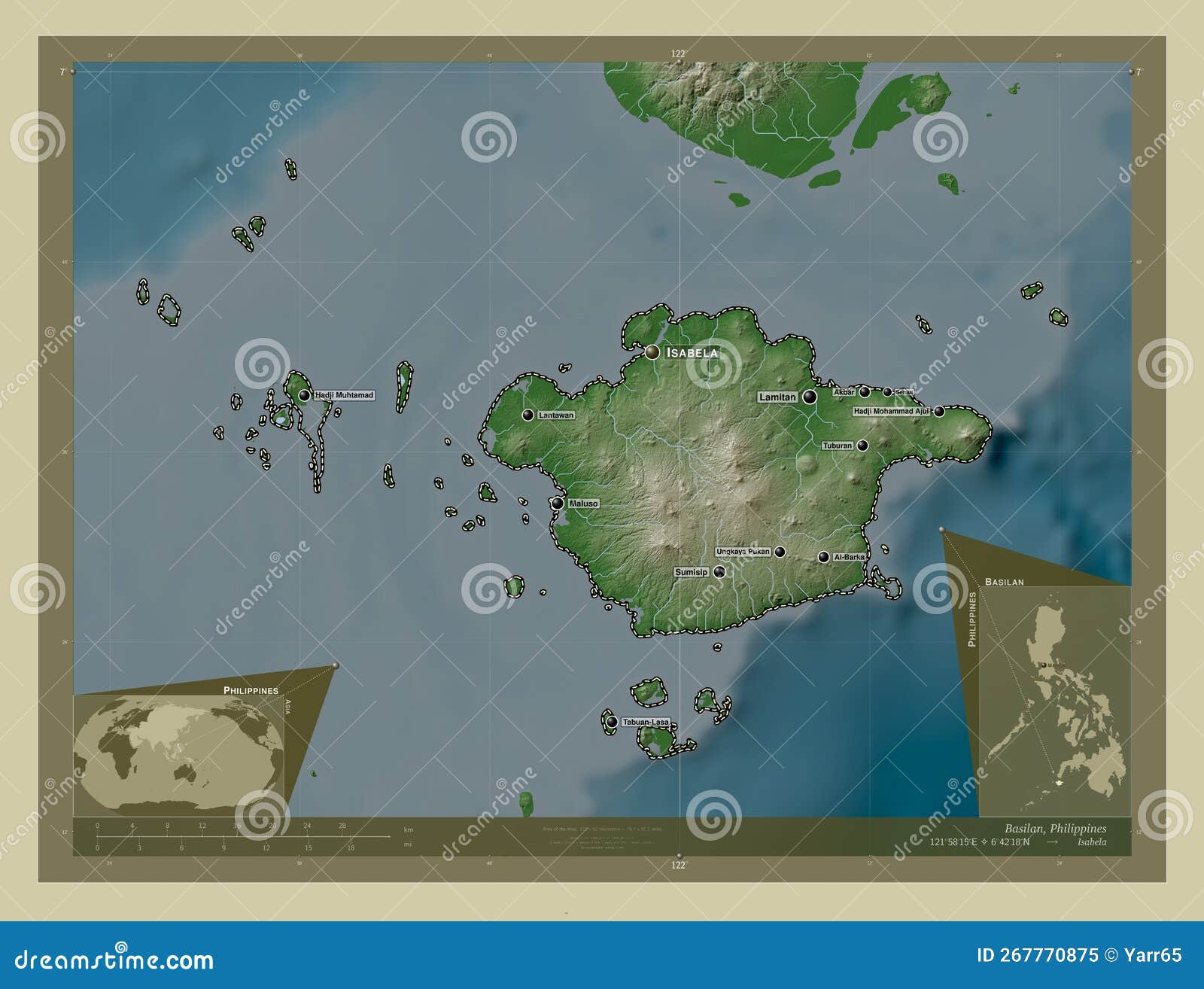 Basilan, Philippines. Wiki. Labelled Points of Cities Stock ...