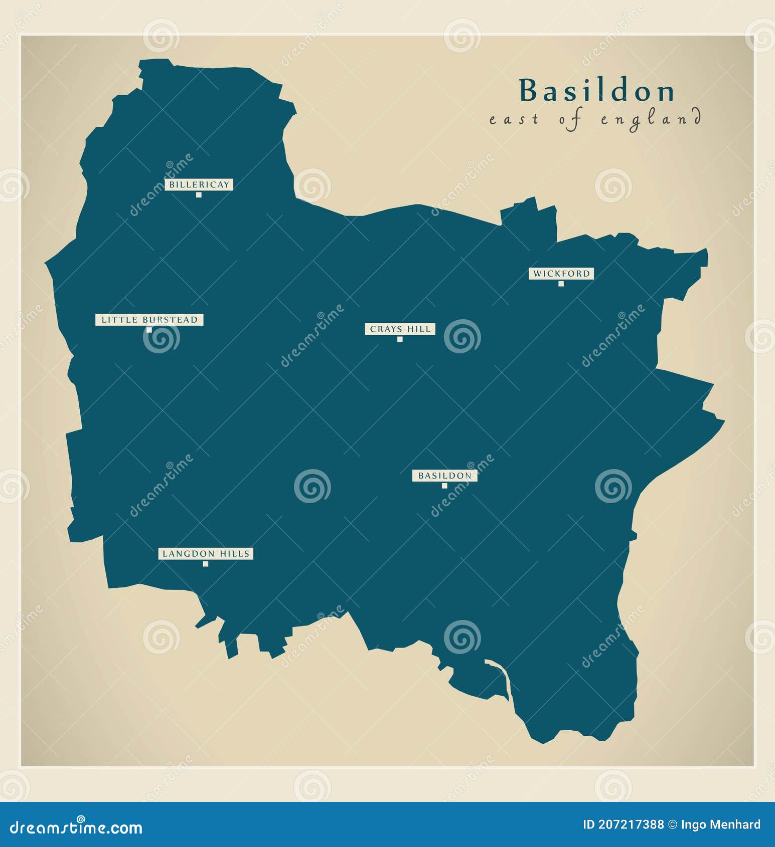 Basildon District Map - England UK Stock Vector - Illustration of ...