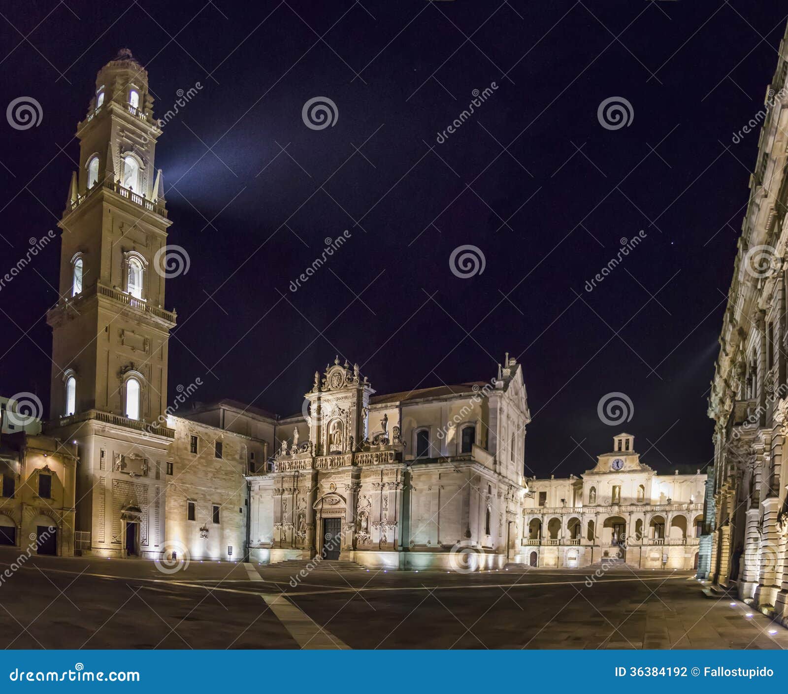 Basilic Cathedral Lecce by Night Panorama Stock Photo - Image of ...