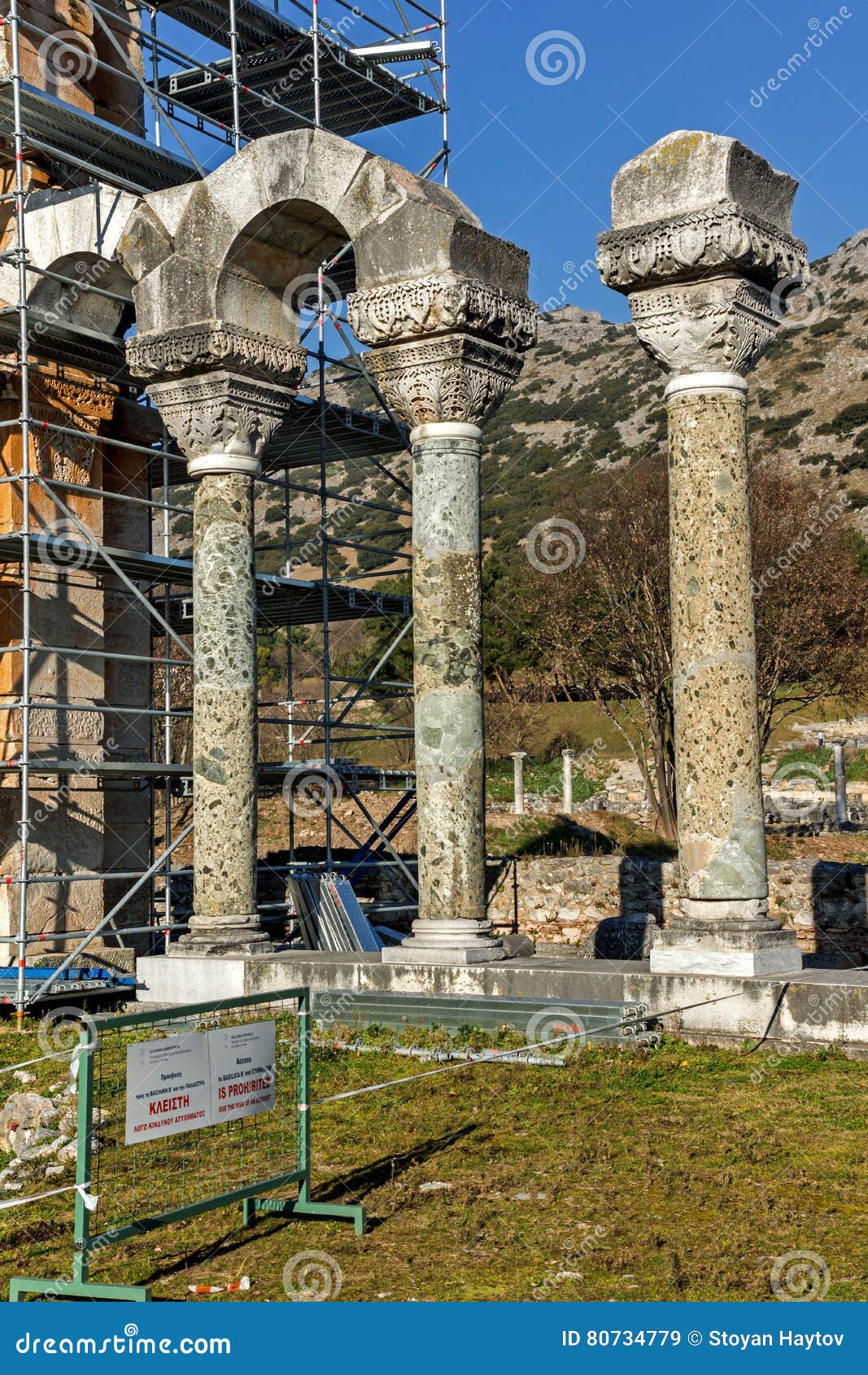 Basilica in the Archeological Area of Ancient Philippi, Greece Stock ...