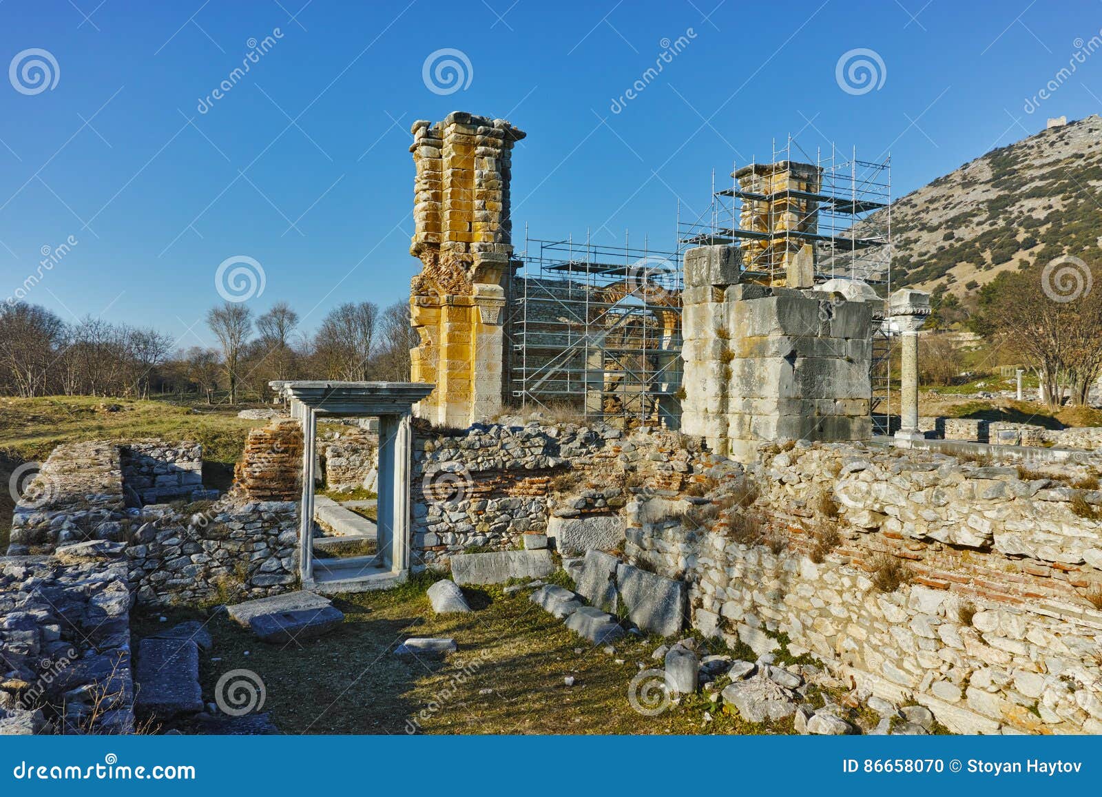 Basilica in the Archeological Area of Ancient Philippi, Greece Stock ...