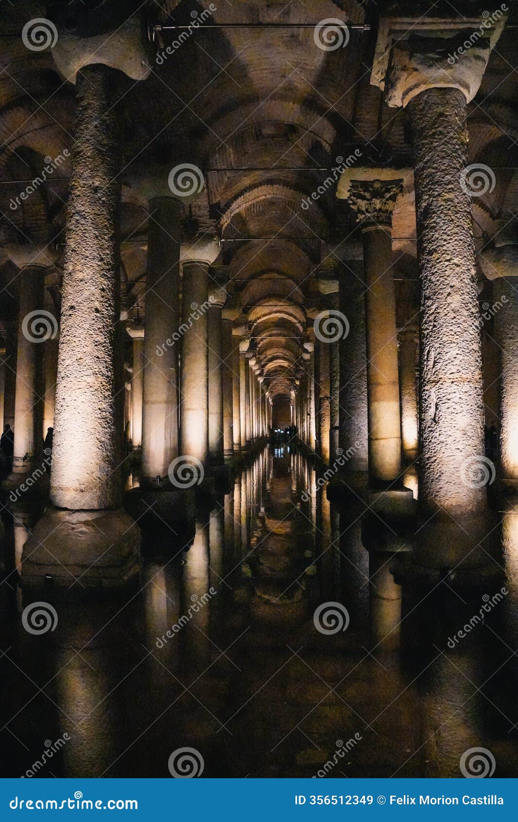 Basilica Cistern in Istanbul Reflecting on Water Surface with Columns ...
