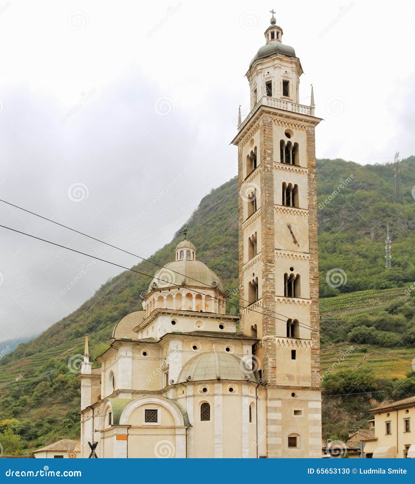 Basilica Madonna Di Tirano. Stock Photo - Image of rural, tower: 65653130