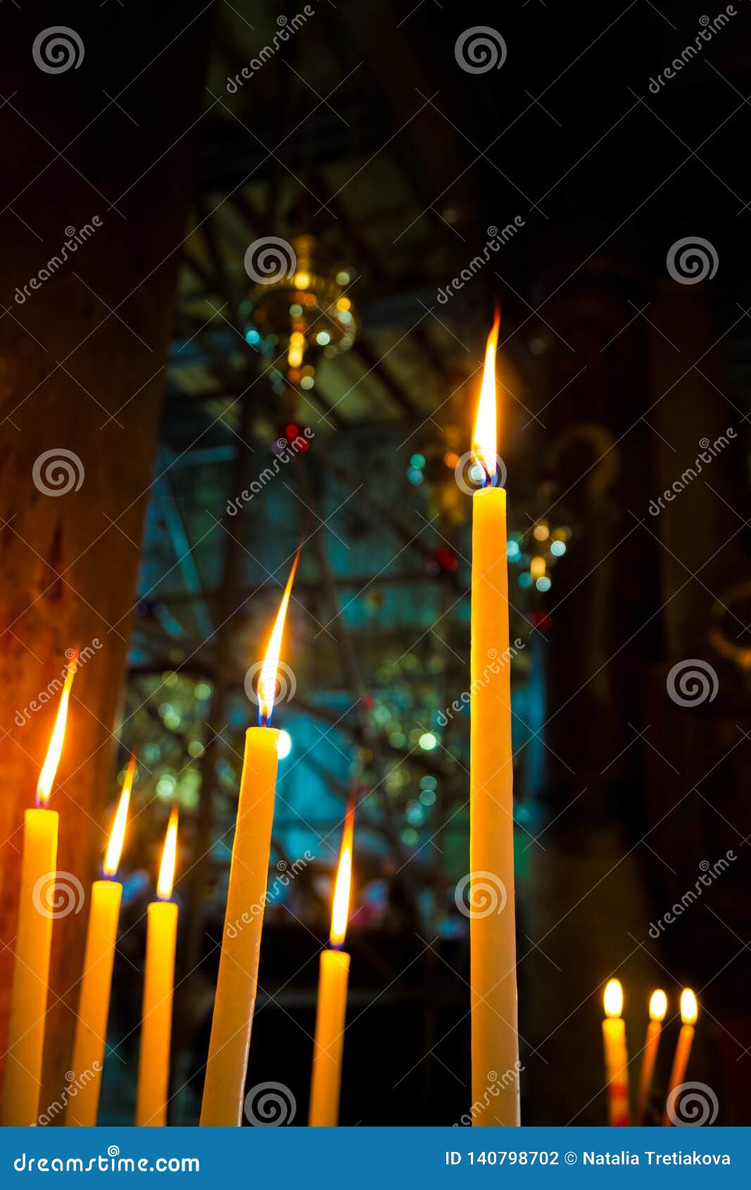 Basilica of the Nativity. Burning Candle Stock Photo - Image of church ...