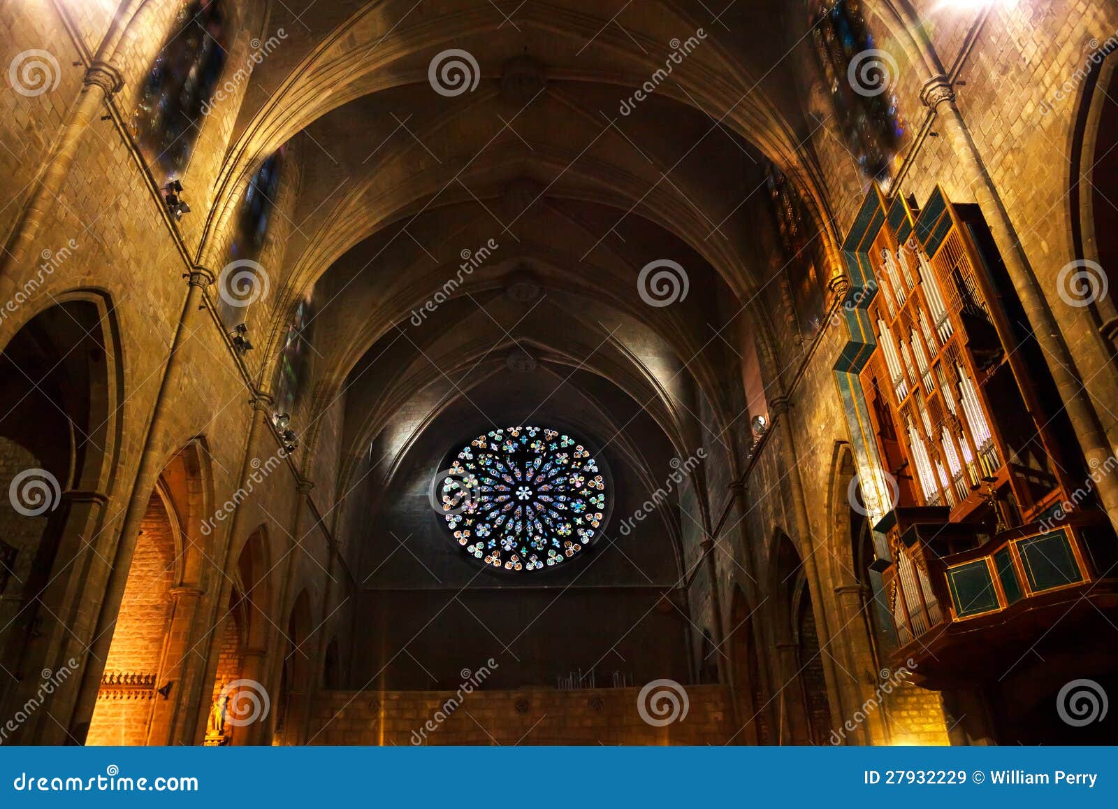 Basilica Rose Window St Maria Del Pi Barcelona Stock Image - Image of ...