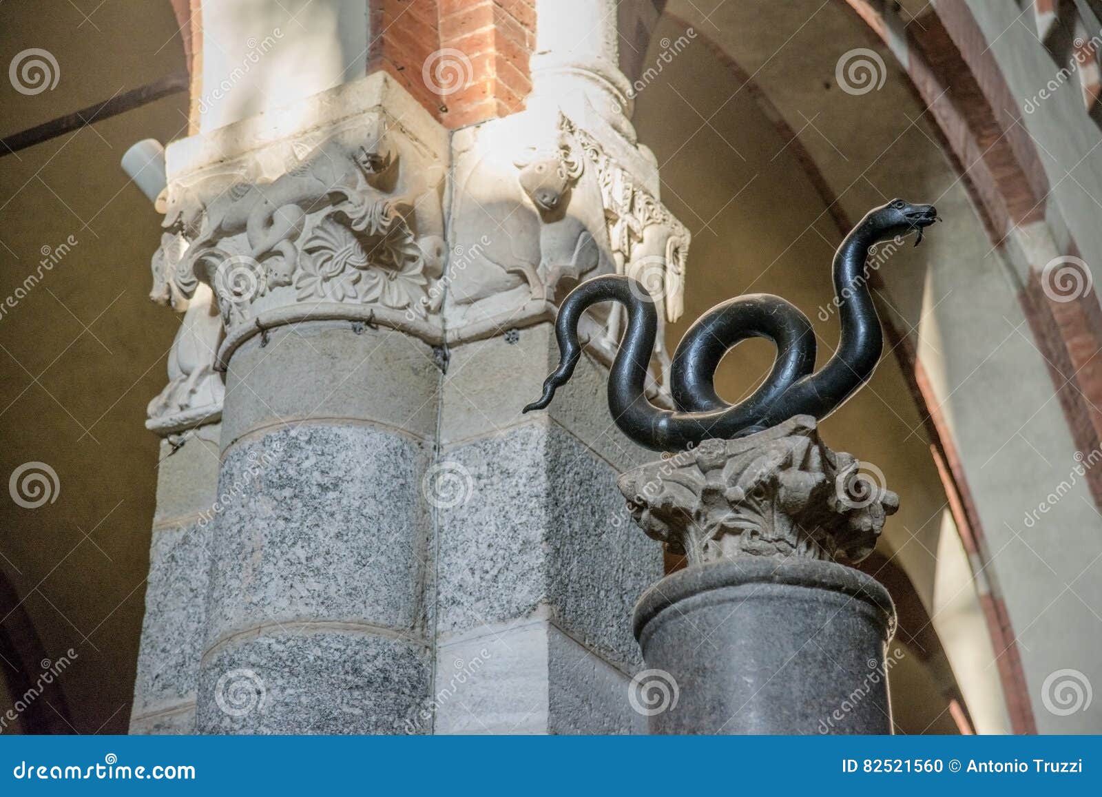 Basilica of Sant Ambrogio Snake Column Stock Photo - Image of monument ...