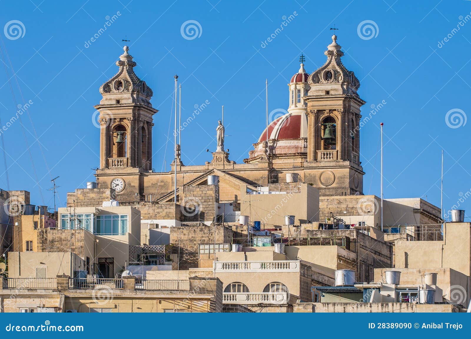 Basilica of Senglea in Malta. Stock Photo - Image of island, dome: 28389090