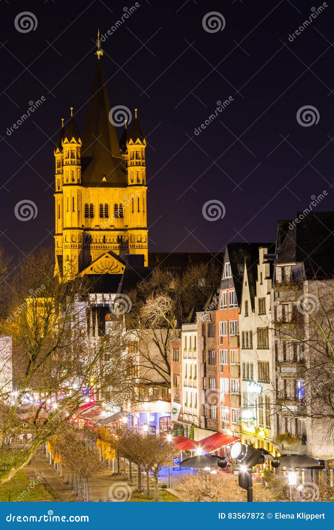 The Basilica of St. Martin at Night in Cologne Editorial Photography ...