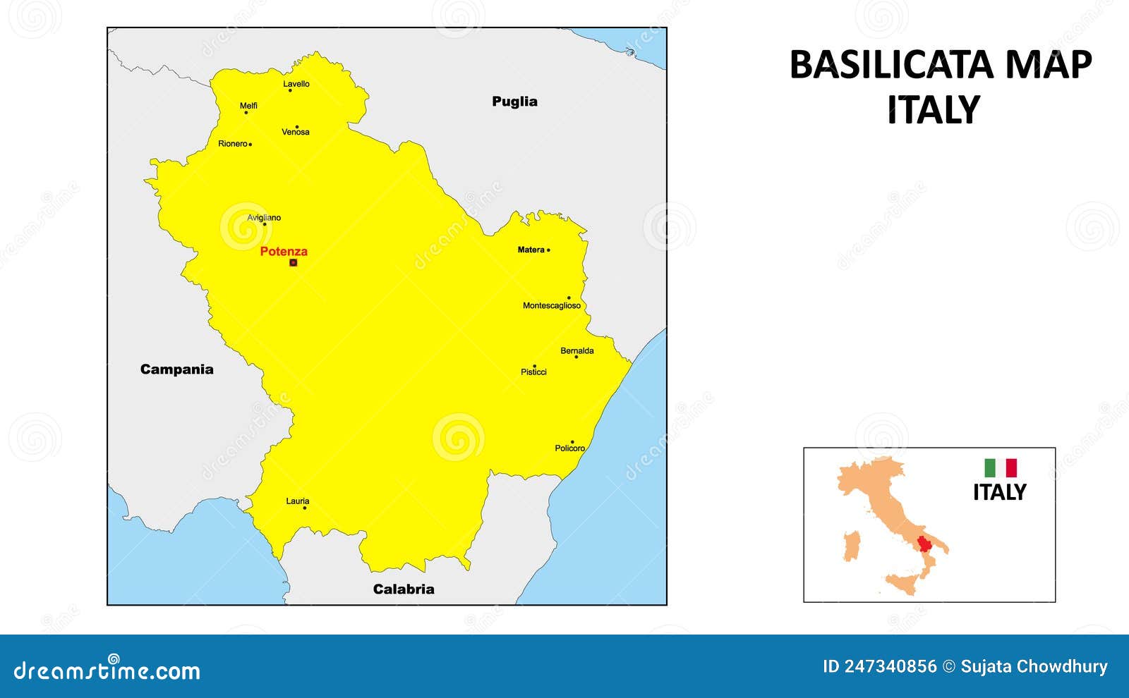 Basilicata Map. State and District Map of Basilicata Stock Vector ...
