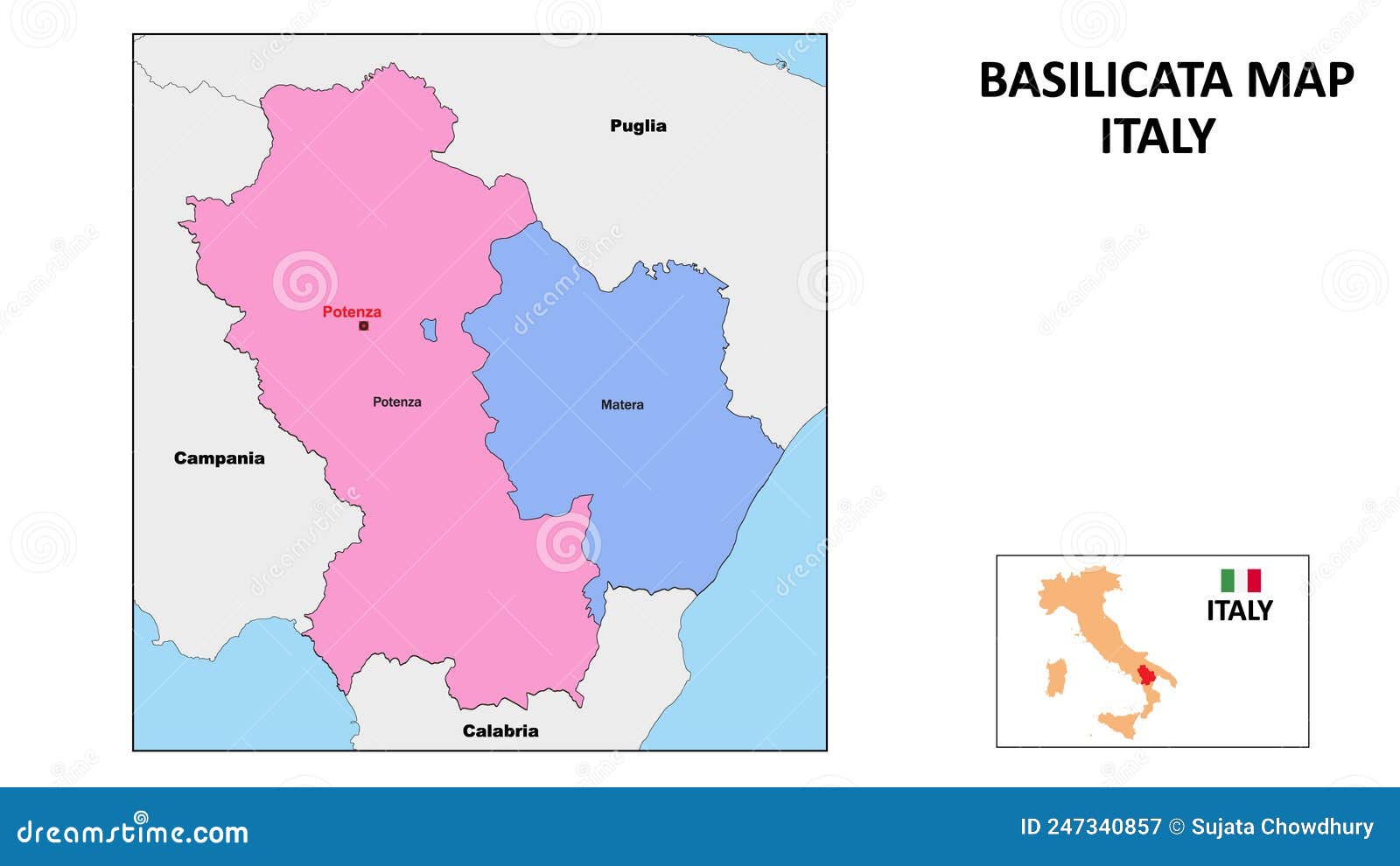 Basilicata Map. State and District Map of Basilicata Stock Vector ...