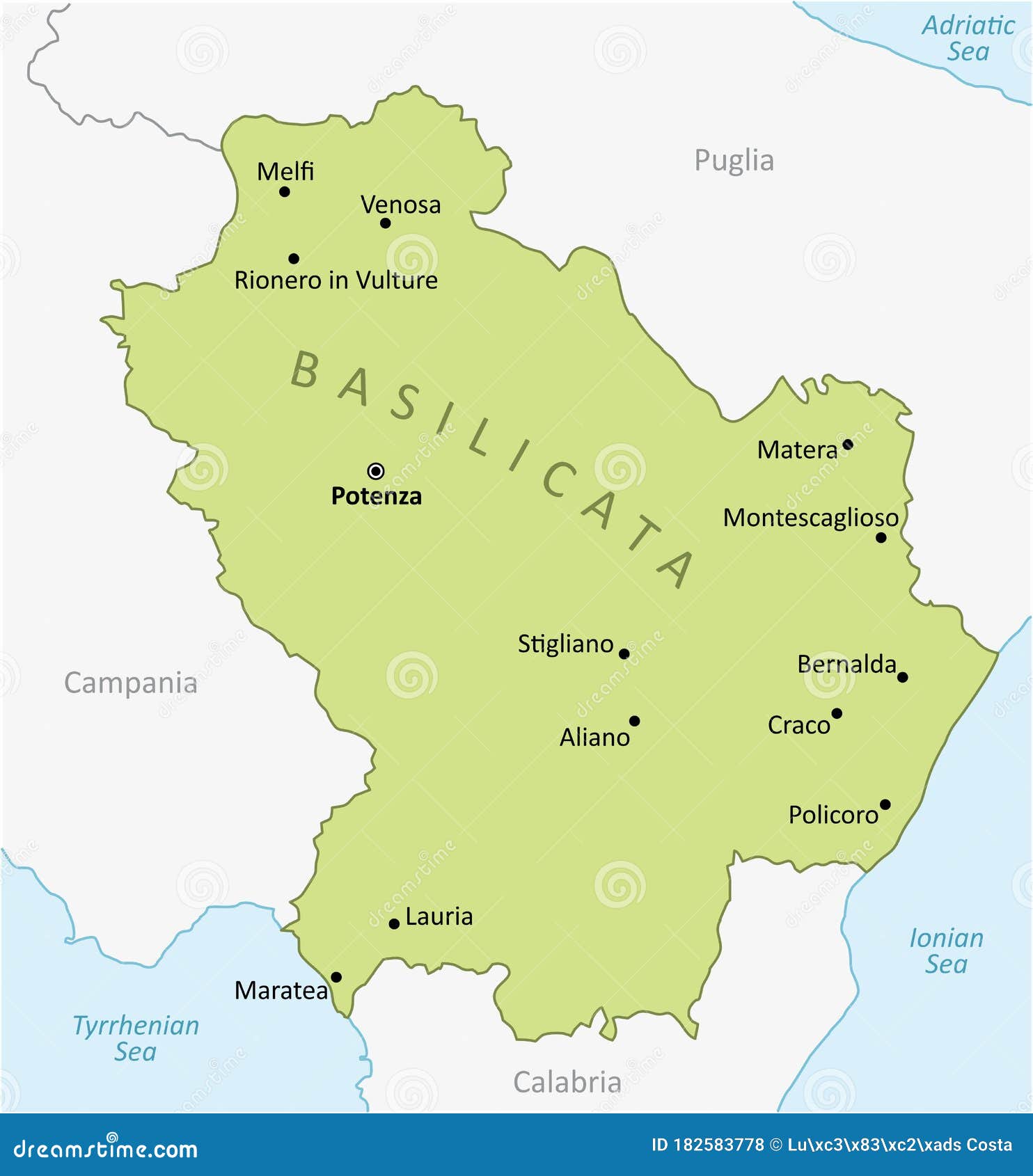 Basilicata region map stock illustration. Illustration of colors ...