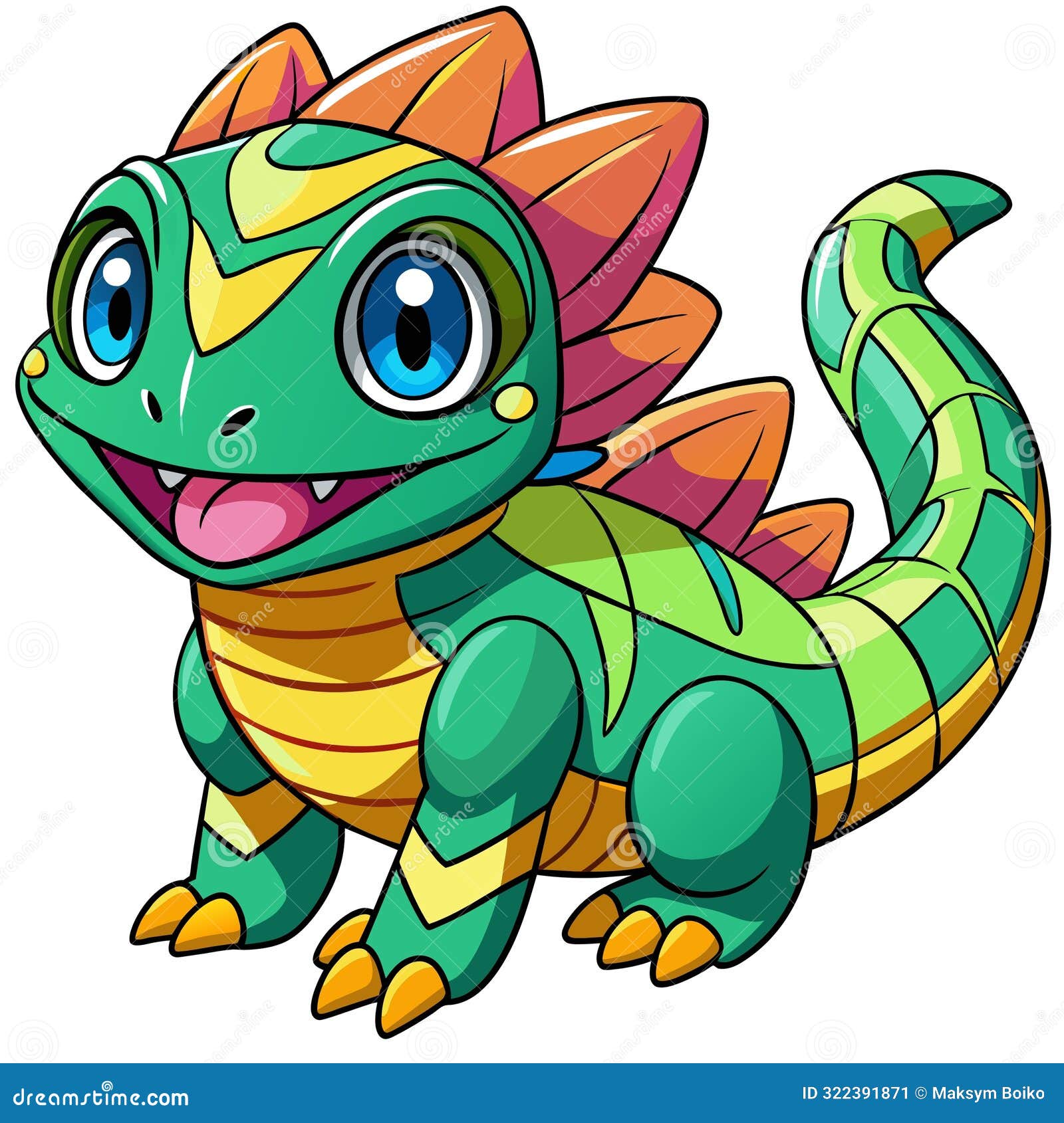 Basilisk Lizard Knocks Vector Kawaii Stock Vector - Illustration of ...