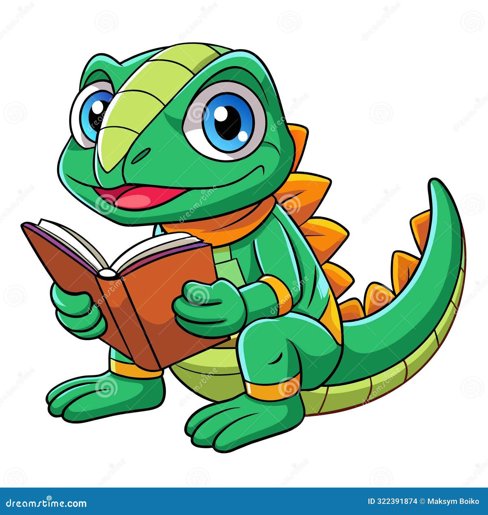 Basilisk Lizard Learns Vector Kawaii Stock Vector - Illustration of ...