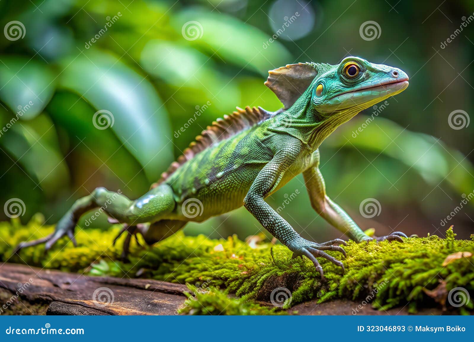Basilisk Lizard Runs Forest Stock Illustration - Illustration of flat ...