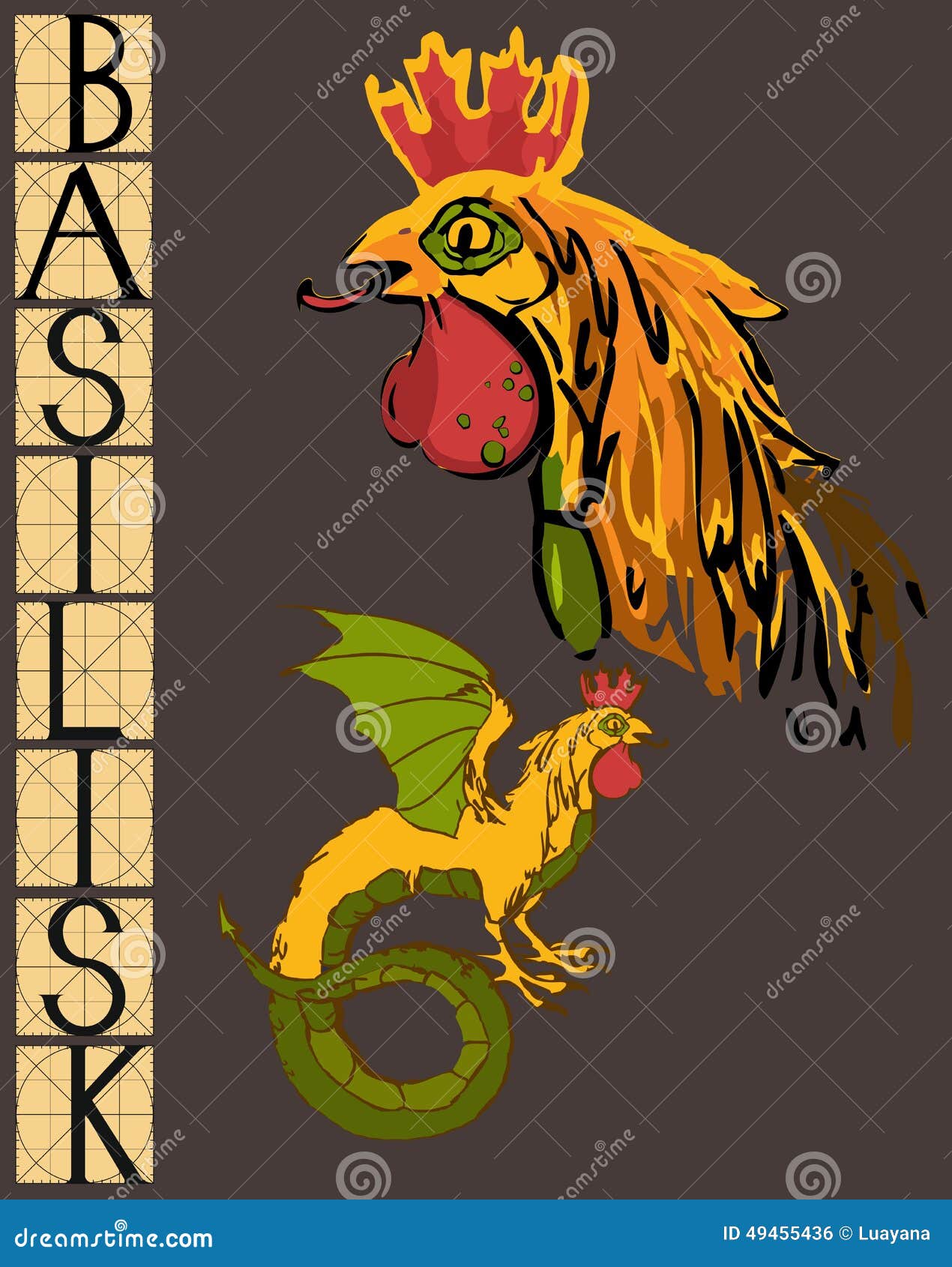 Basilisk with title stock vector. Illustration of monster - 49455436