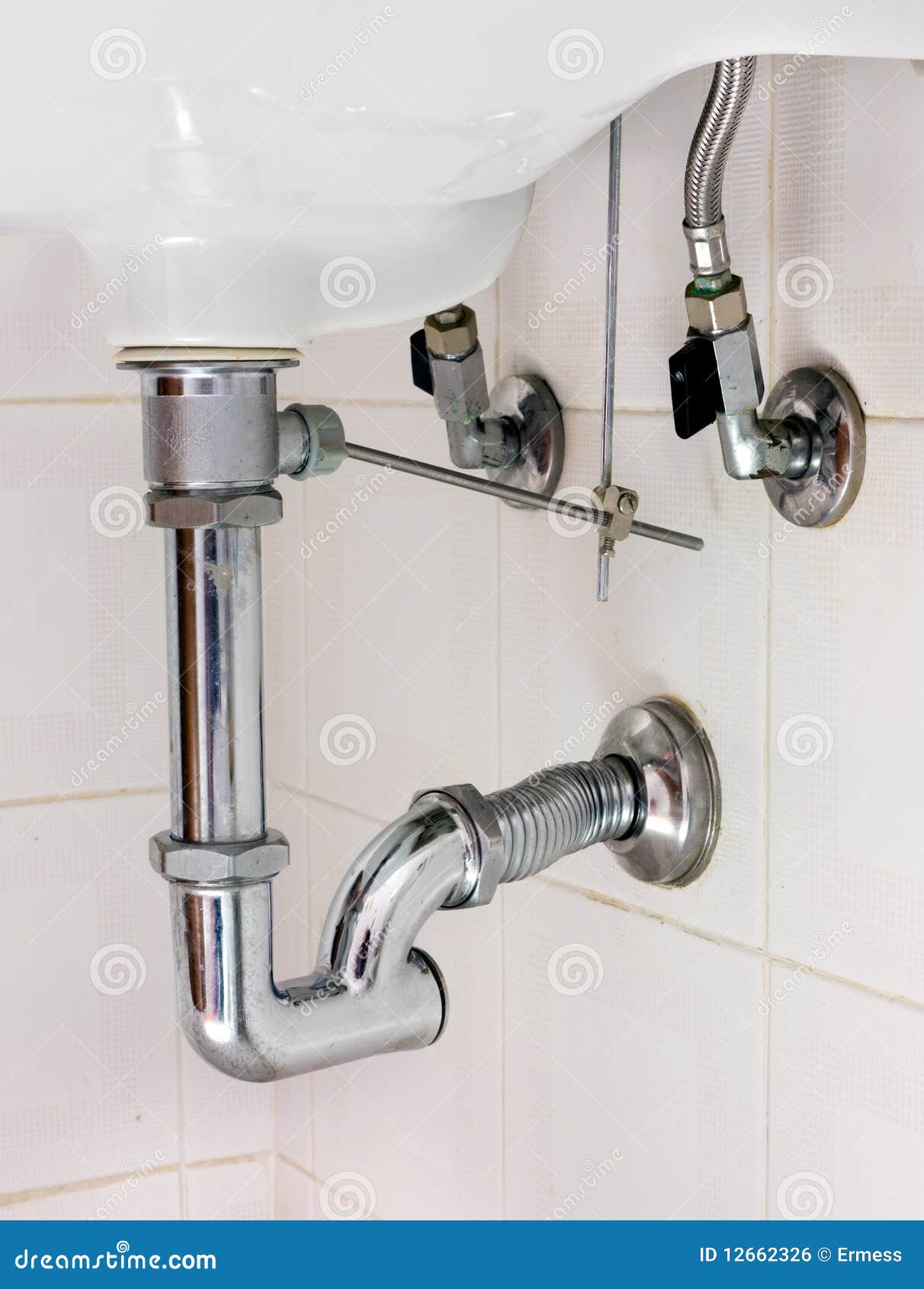 Basin siphon stock photo. Image of connection, mount - 12662326