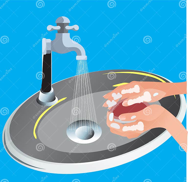 Basin with Water Tap Wasting Water Vector Illustration Stock Vector ...